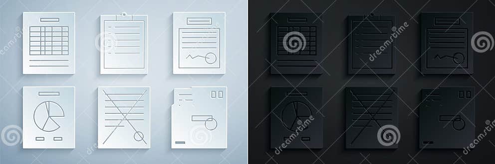 Set Delete File Document, Filled Form, Document with Graph Chart, Ordered Envelope, Clipboard ...
