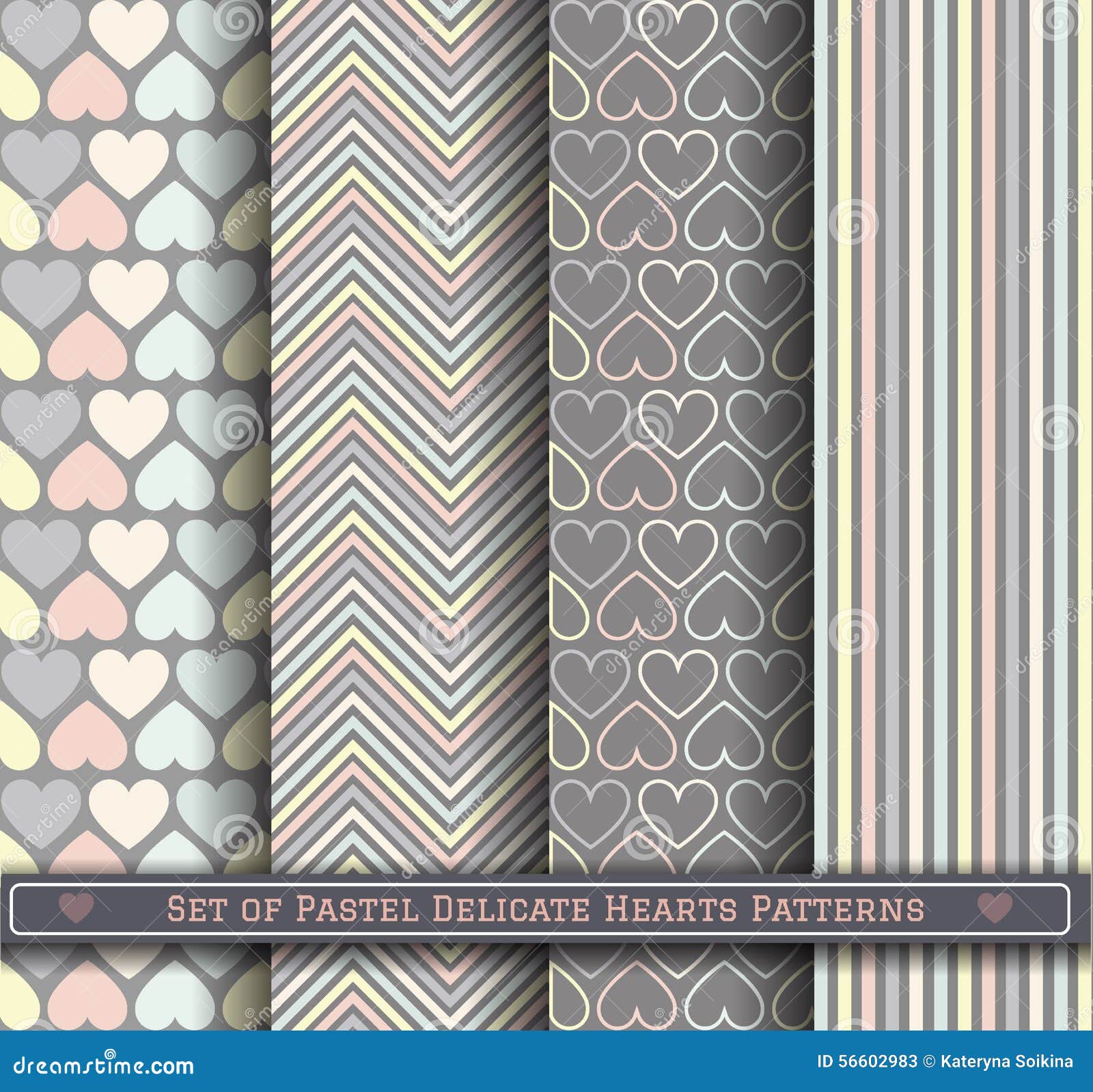 Set of Delicate Hearts Pattern23 Stock Vector - Illustration of cute ...