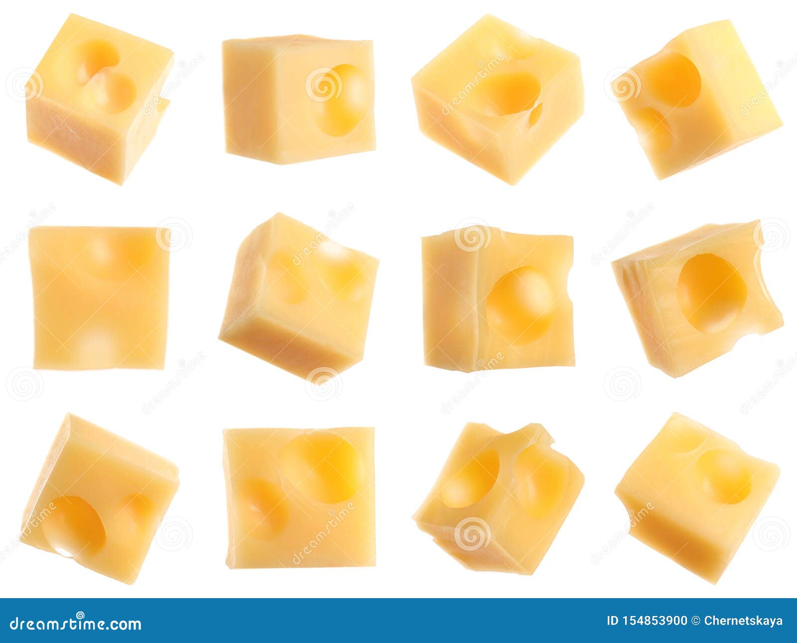Set of Delicious Cheese Cubes on White Stock Photo - Image of isolated ...