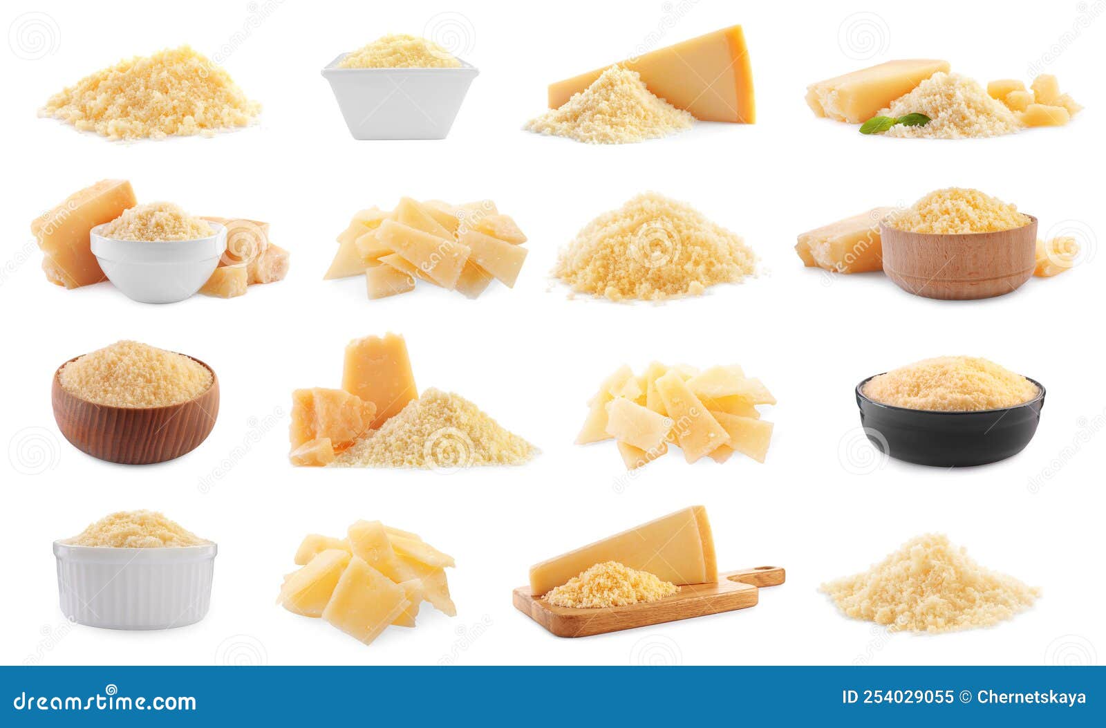 Set with Delicious Parmesan Cheese on White Background Stock Image ...
