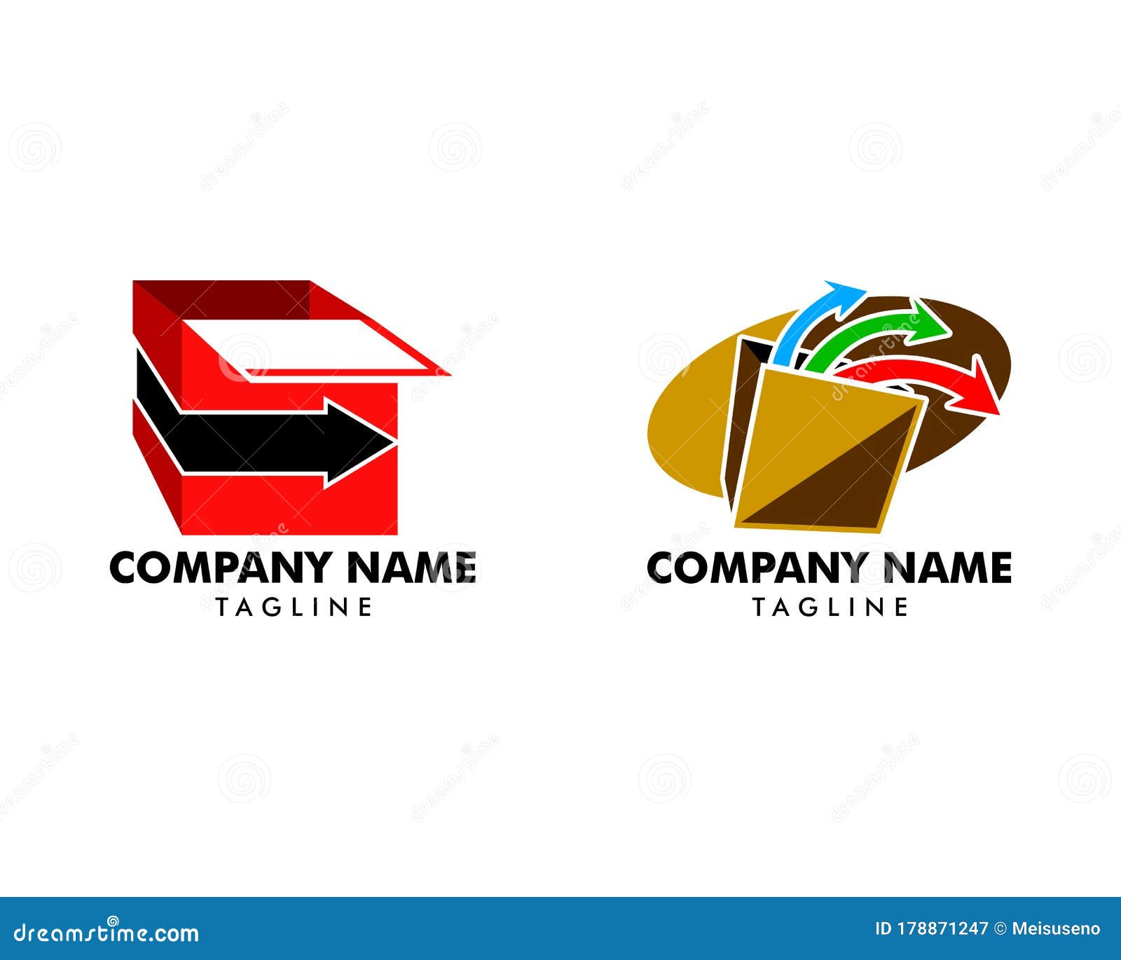 Set of Delivery Box with Arrow Logo Stock Vector - Illustration of ...