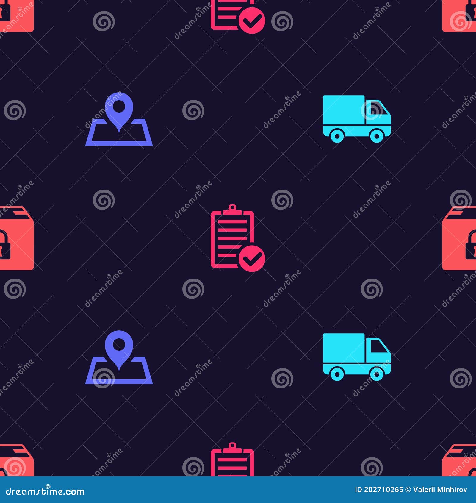 Set Delivery Cargo Truck Vehicle, Placeholder on Map, Verification of ...