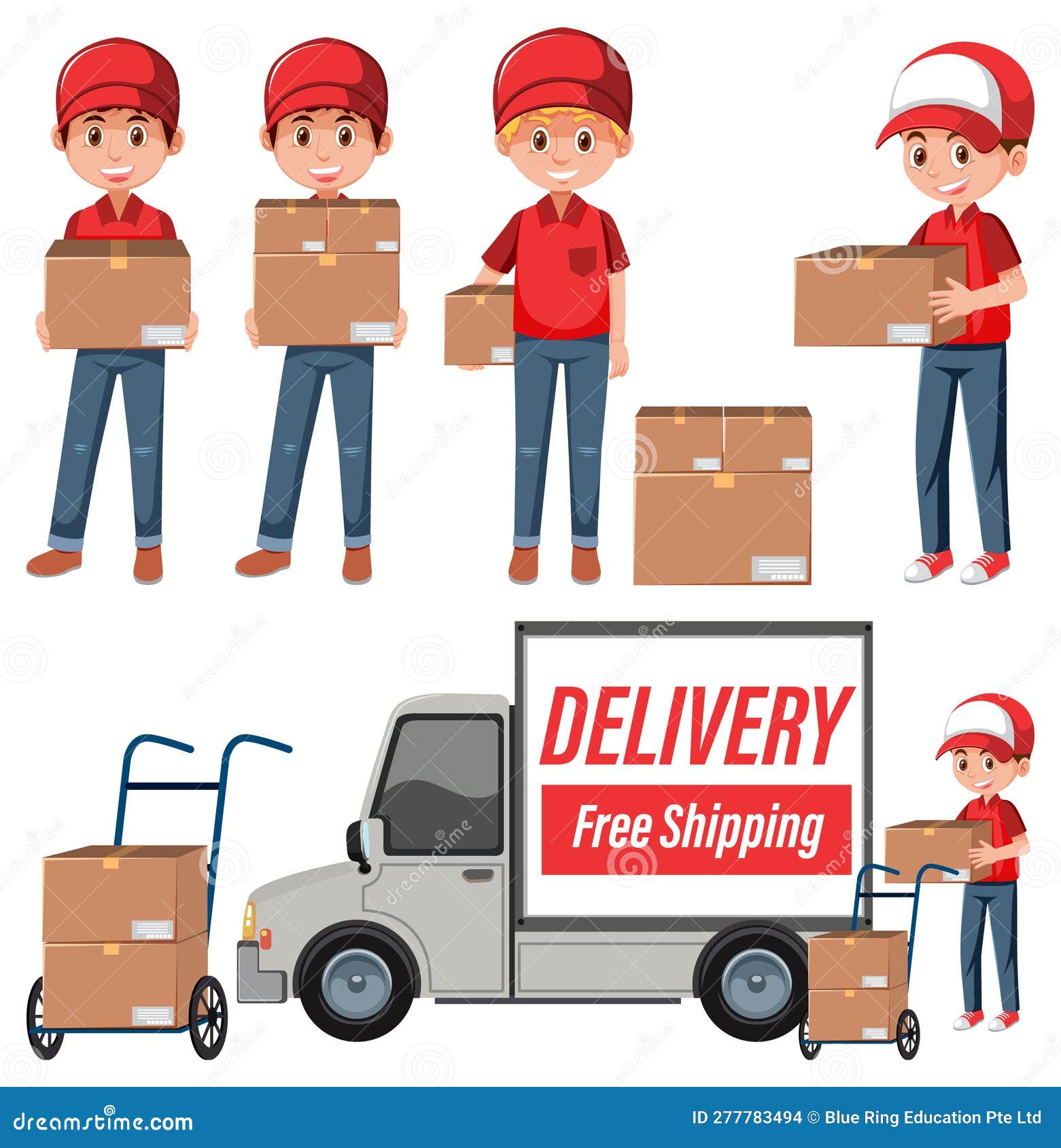 Set of delivery element stock vector. Illustration of male - 277783494