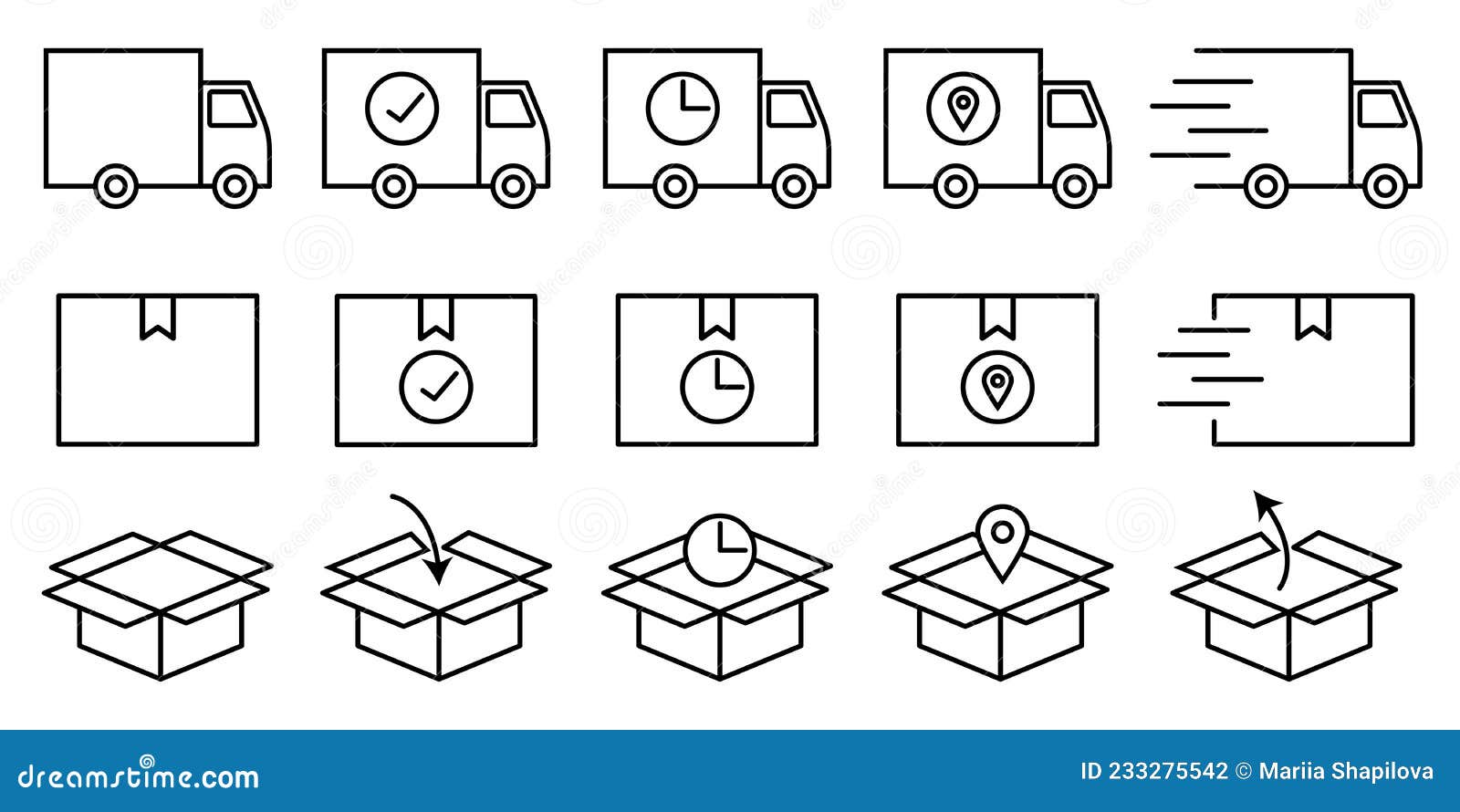 Set of Delivery Icons stock vector. Illustration of contour - 233275542
