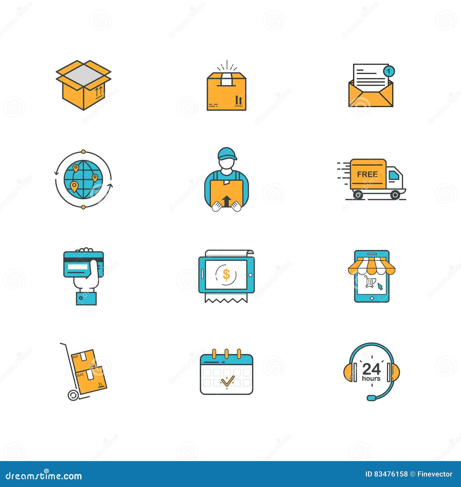 Set of Delivery, Online Shopping and E-commerce Icons. Stock Vector ...