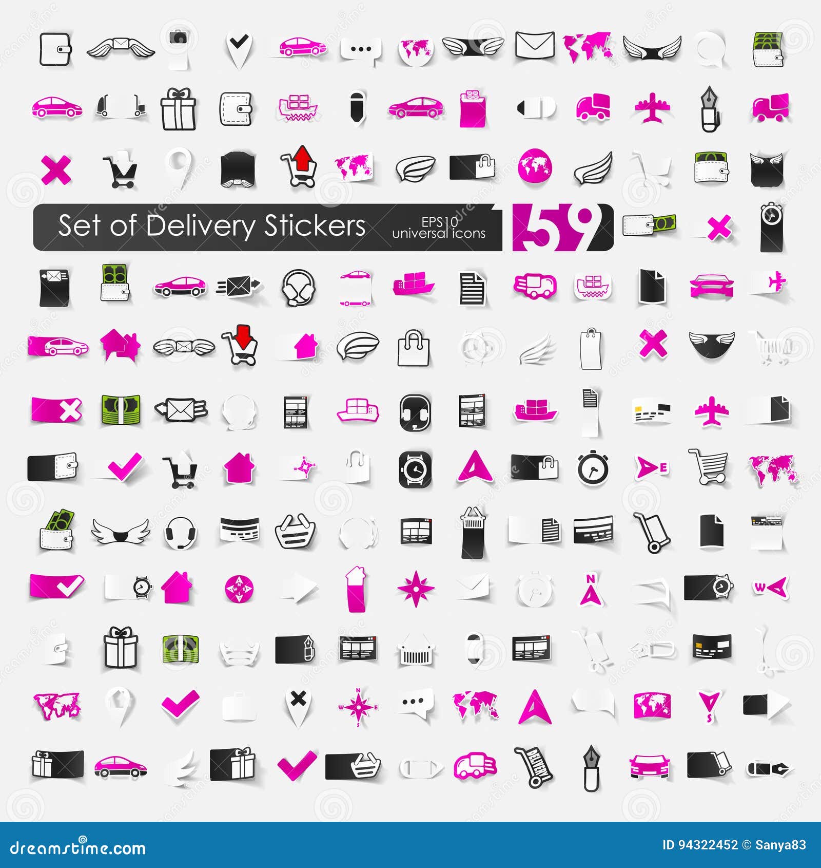 Set of delivery stickers stock vector. Illustration of creative - 94322452