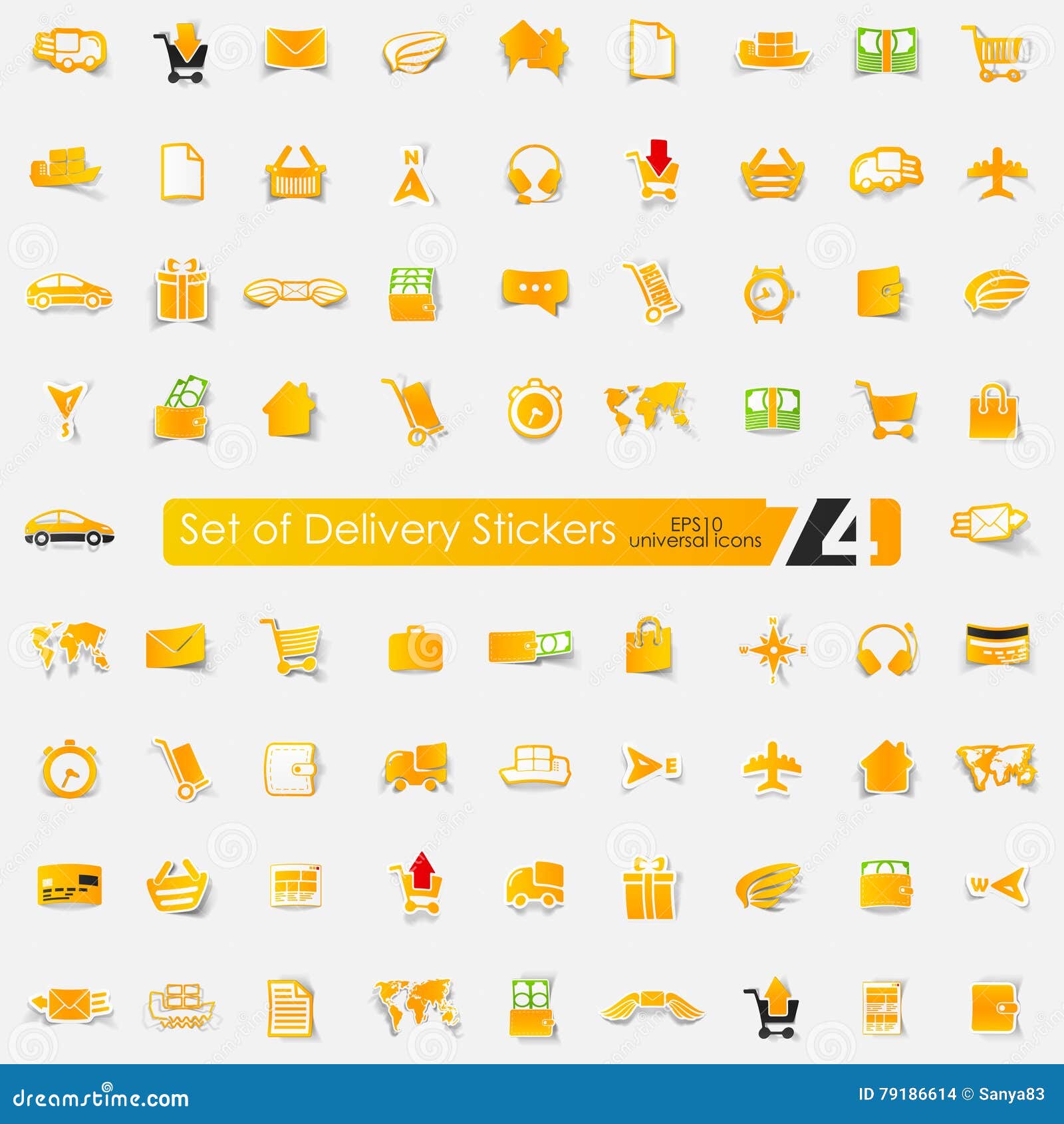 Set of delivery stickers stock vector. Illustration of delivery - 79186614