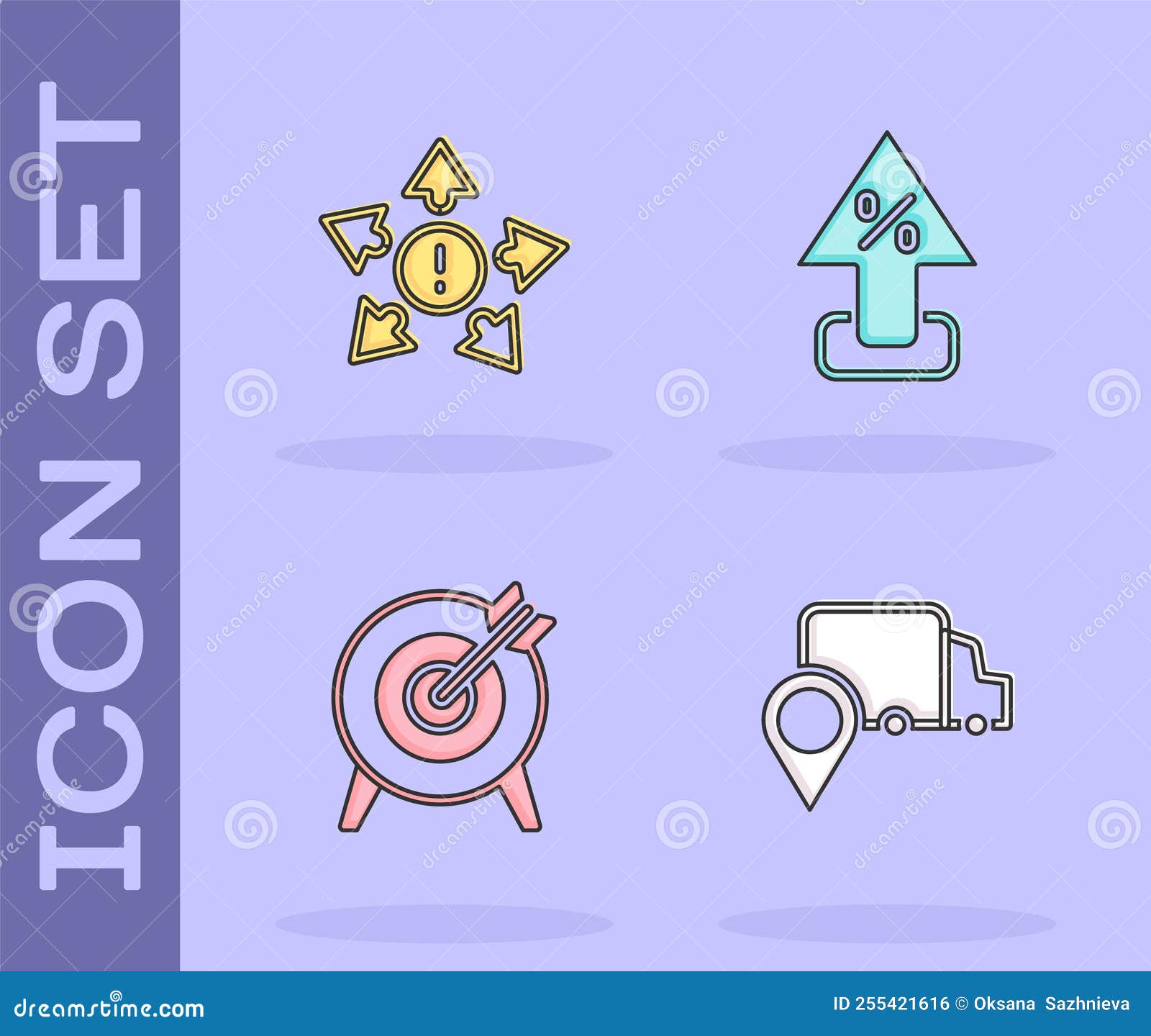 Set Delivery Tracking, Many Ways Directional Arrow, Target and Percent ...