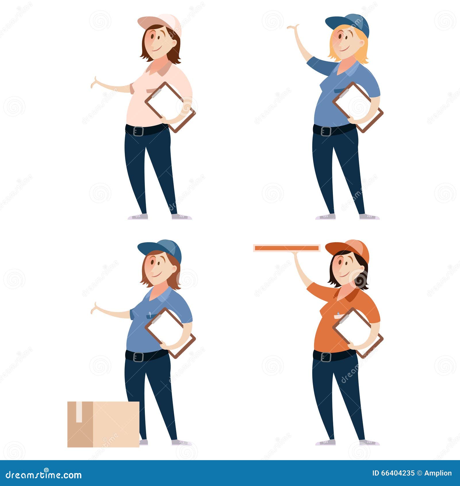 Set of delivery women stock vector. Illustration of carrier - 66404235