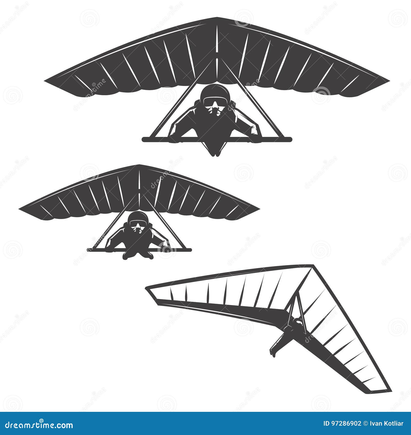 Set of Deltaplan Icons Isolated on White Background. Design Elem Stock ...