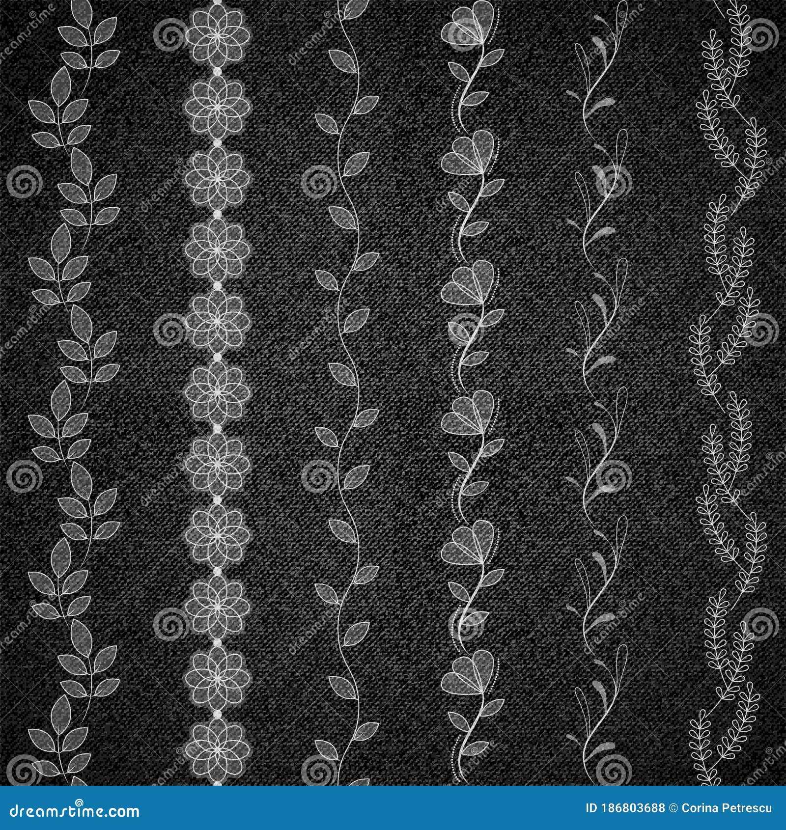 Set of denim & lace stock vector. Illustration of background - 186803688