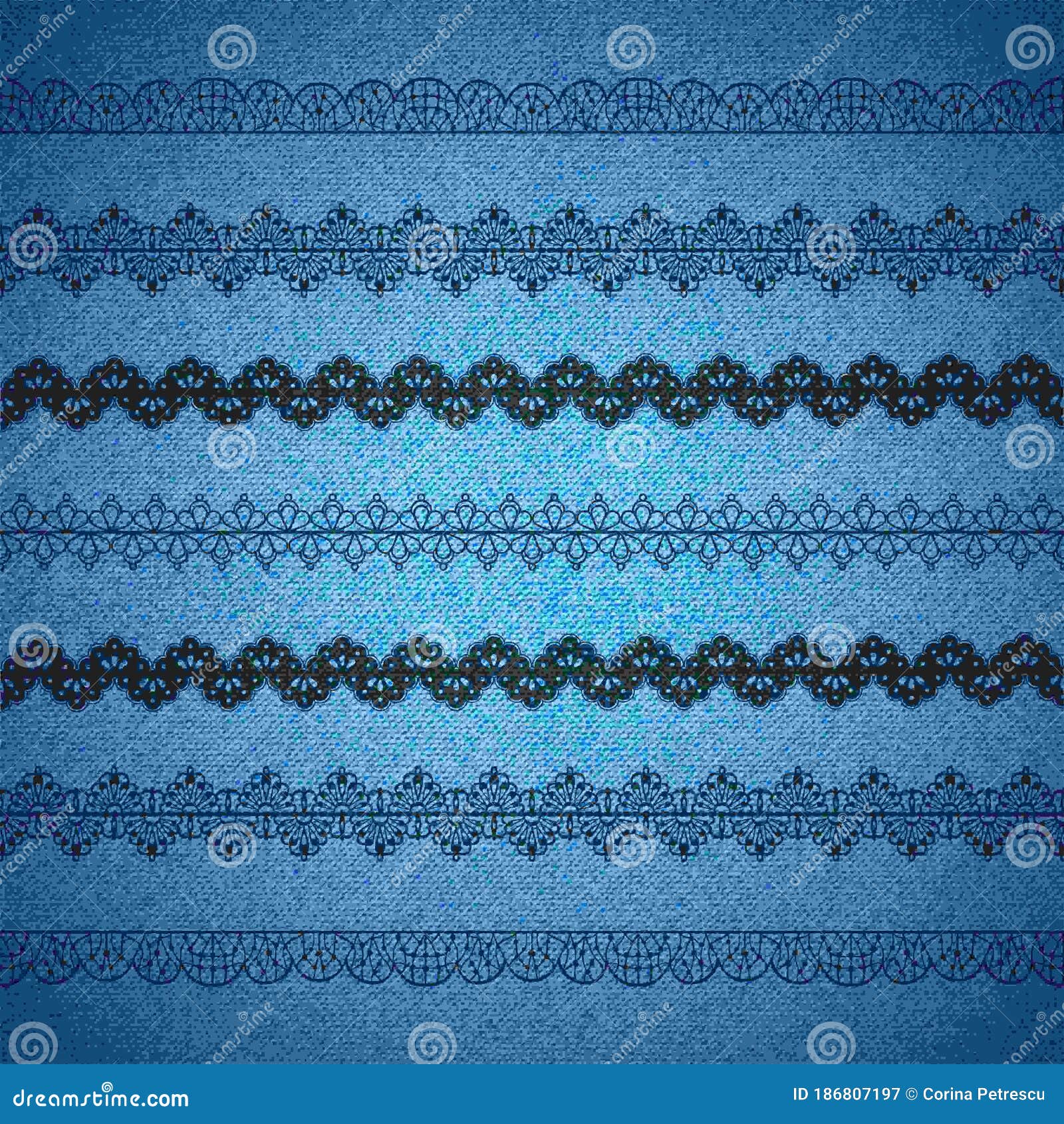 Set of denim & lace stock vector. Illustration of accessory - 186807197