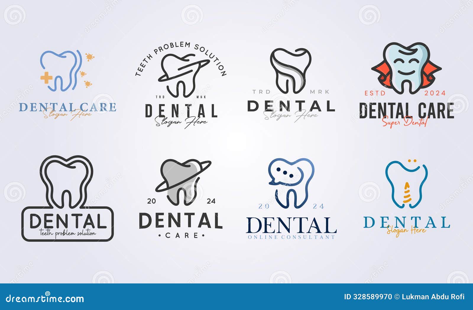 Set of Dental and Dentist Tooth Logo Vector Illustration Template Icon ...