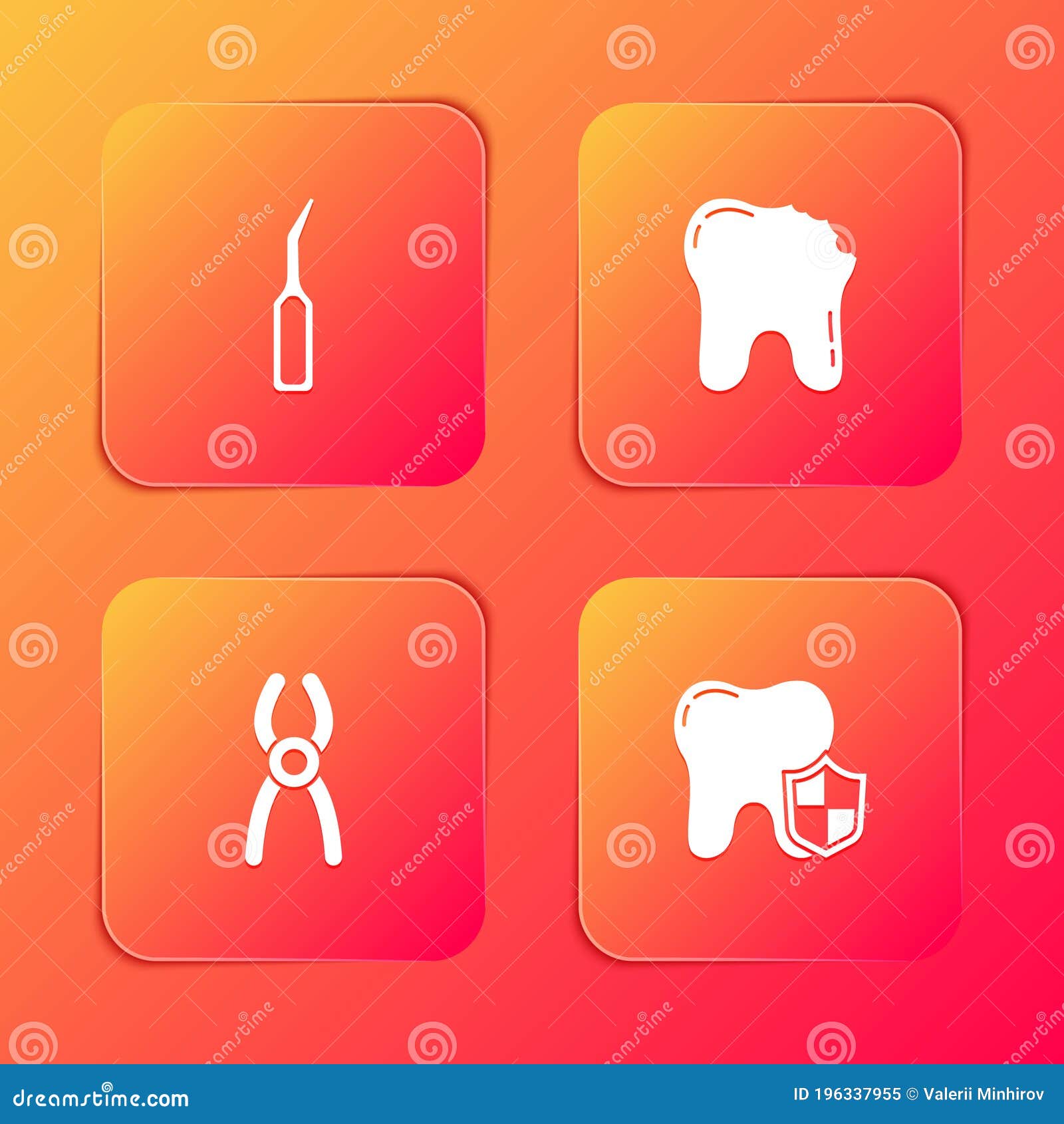 Set Dental Explorer Scaler For Teeth, Teeth With Braces And Tooth With ...