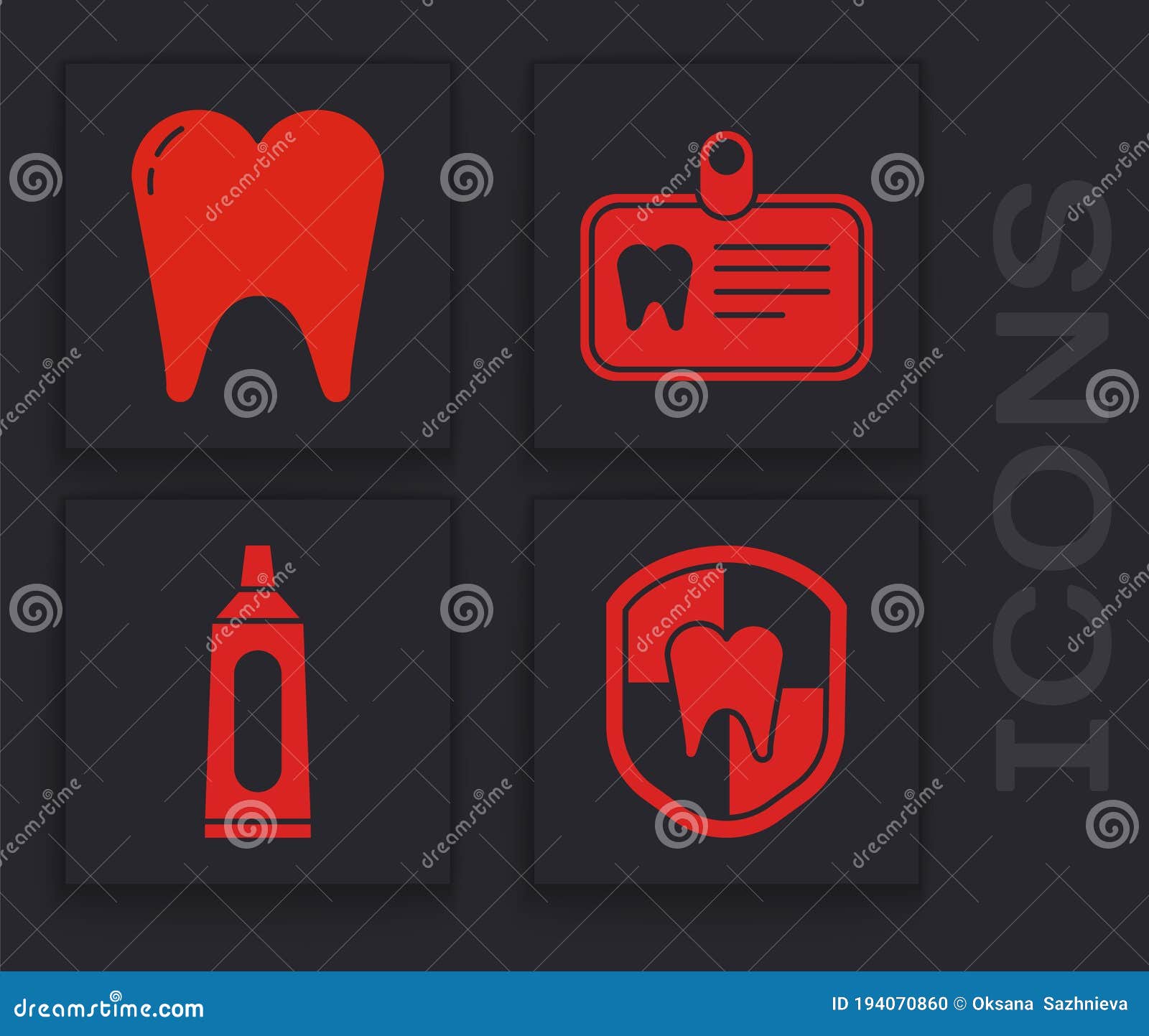 Set Dental Protection, Tooth, Id Card with Tooth and Tube of Toothpaste ...
