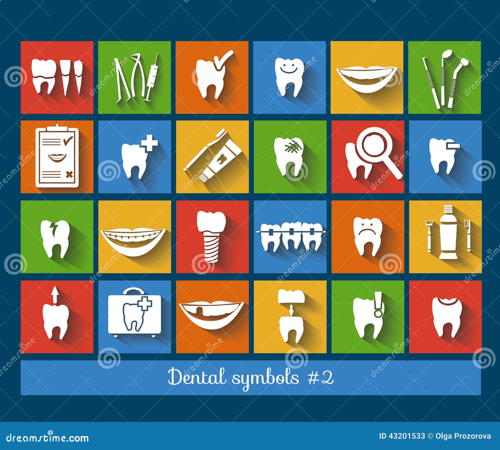 Set of Dentistry Symbols, Part 2 Stock Vector - Illustration of crown ...