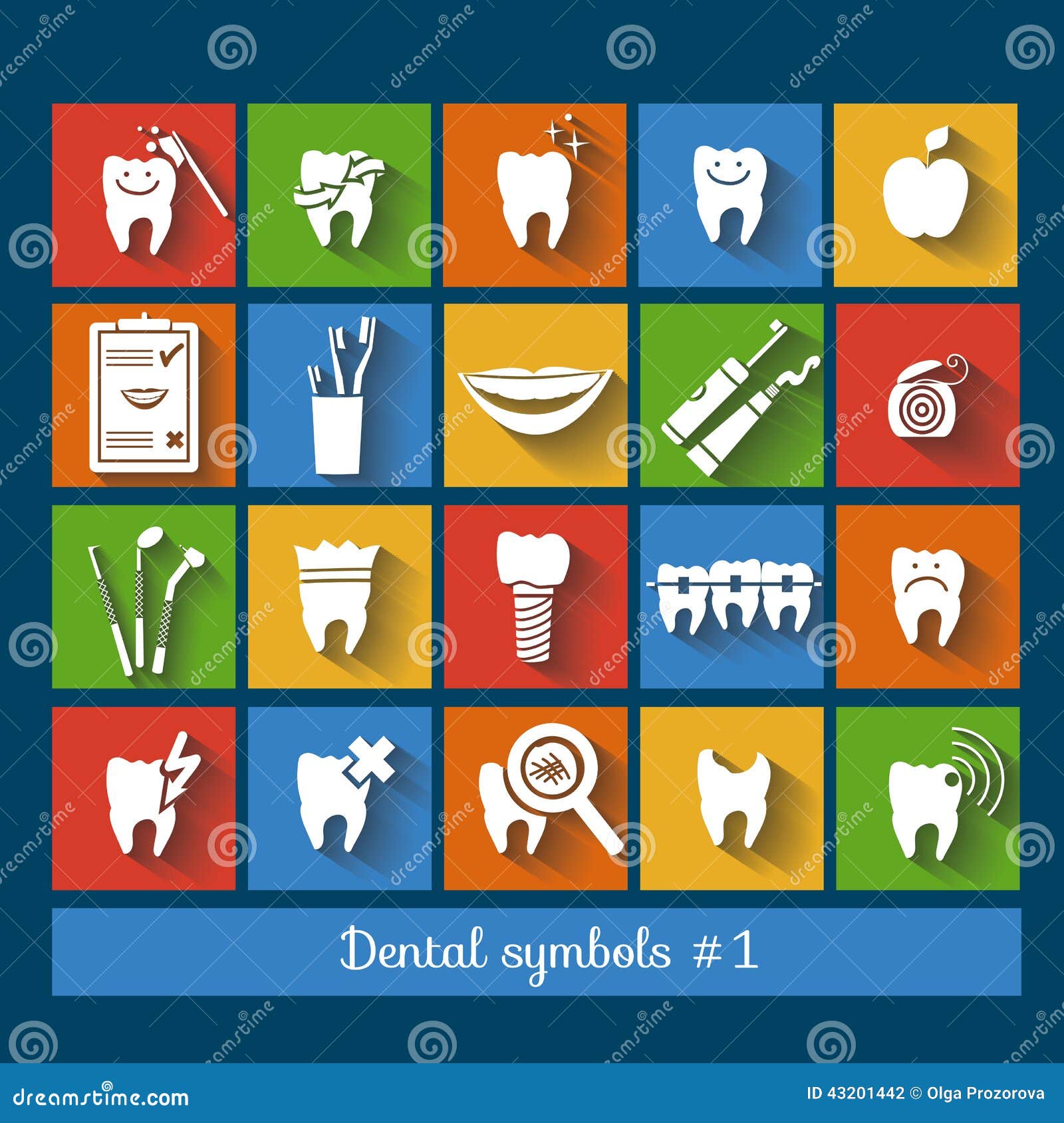 Set of Dentistry Symbols. Part 1 Stock Vector - Illustration of mirror ...