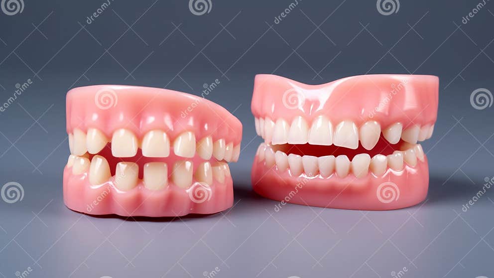 A Set of Dentures. Closeup of Dental Prosthesis. Model of Human Teeth ...
