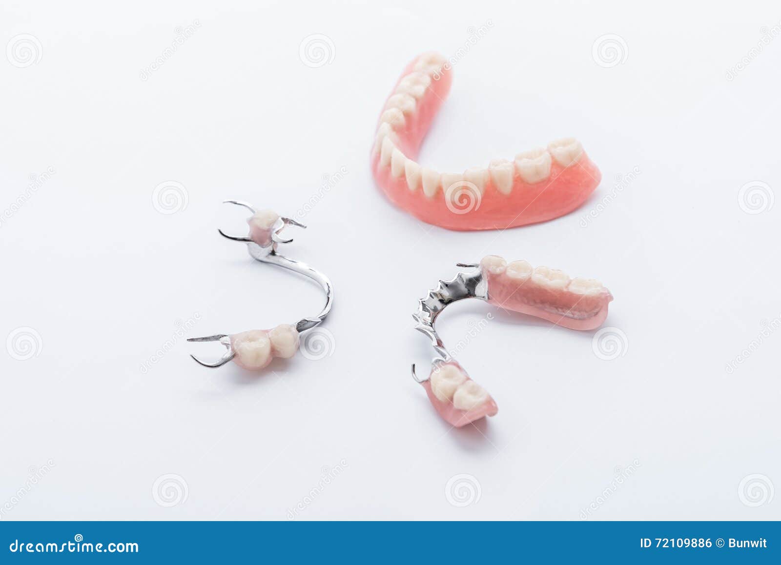 Set of Dentures on White Background Stock Photo - Image of replacement ...