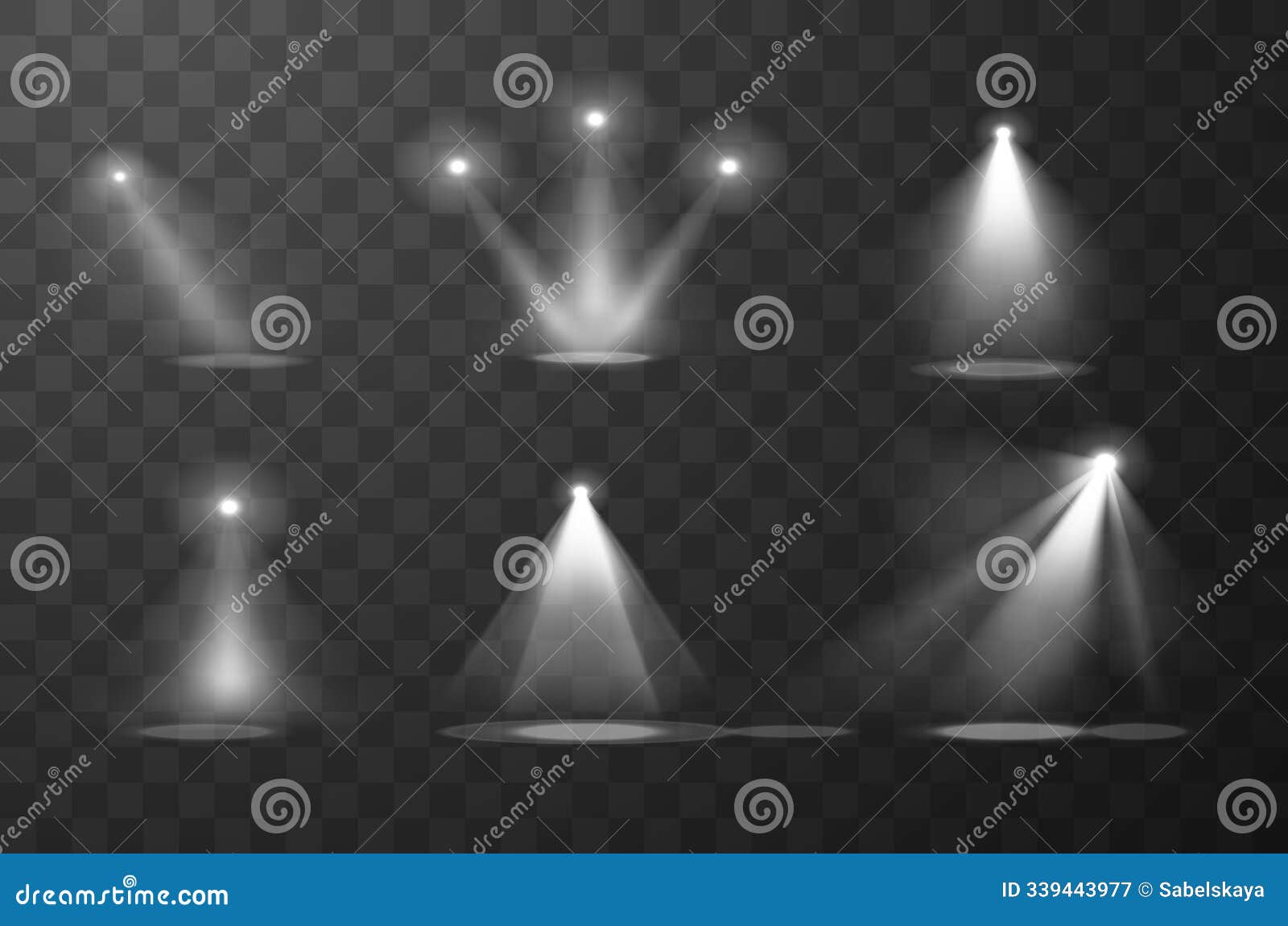 A Set Depicting the Spotlight Effect from Various Angles. Isolated ...