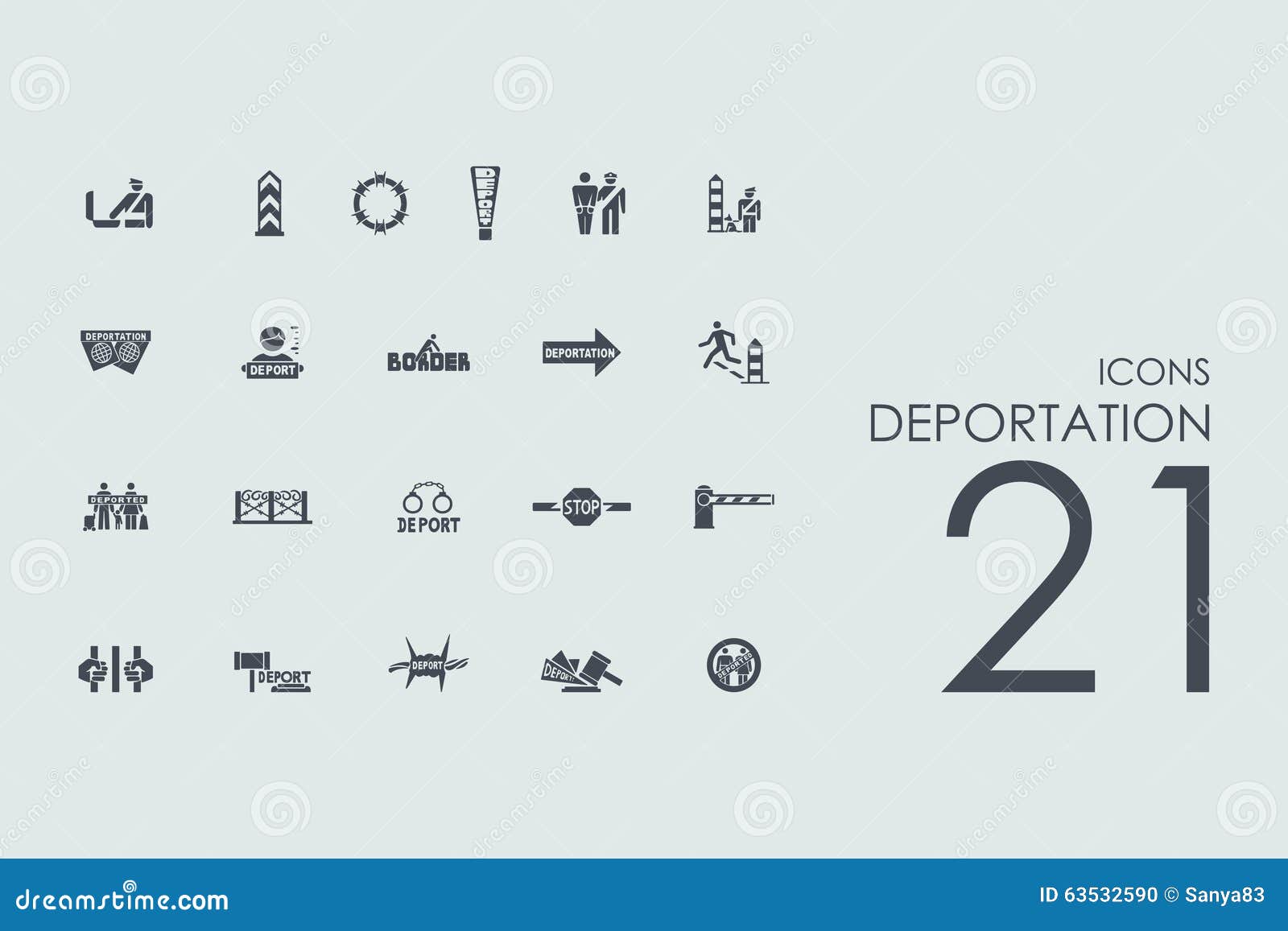 Set of deportation icons stock vector. Illustration of passport - 63532590