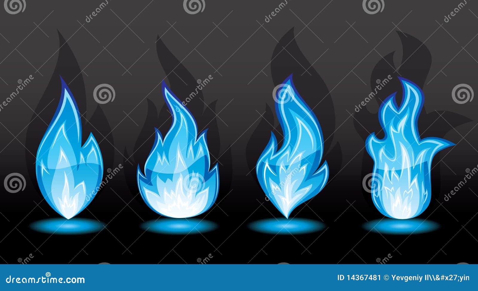 Set der blauen Flamme vektor abbildung. Illustration von brand - 14367481