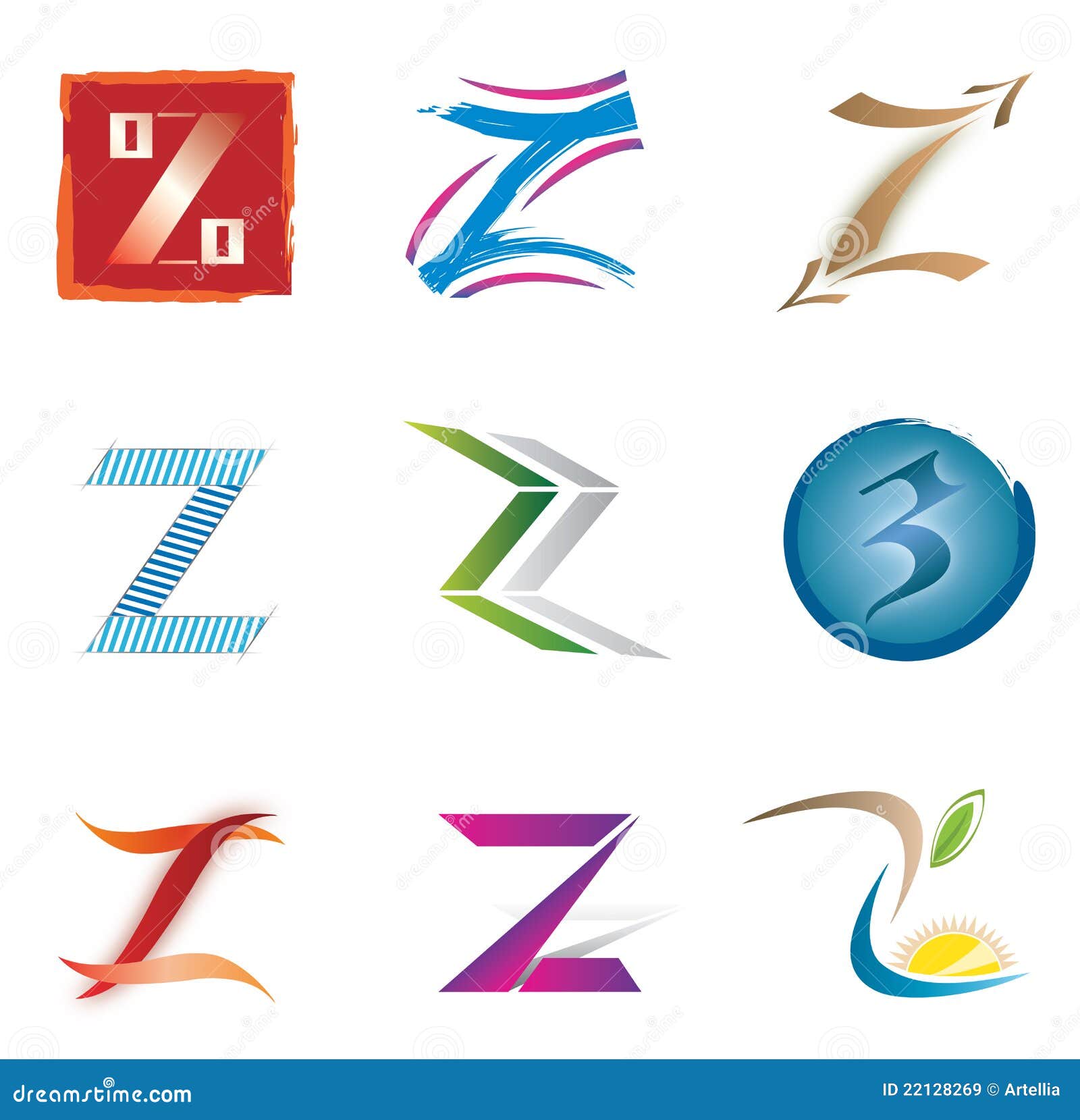 Set Der Ikonen Und Des Zeichen-Element-Zeichens Z Vektor Abbildung ...