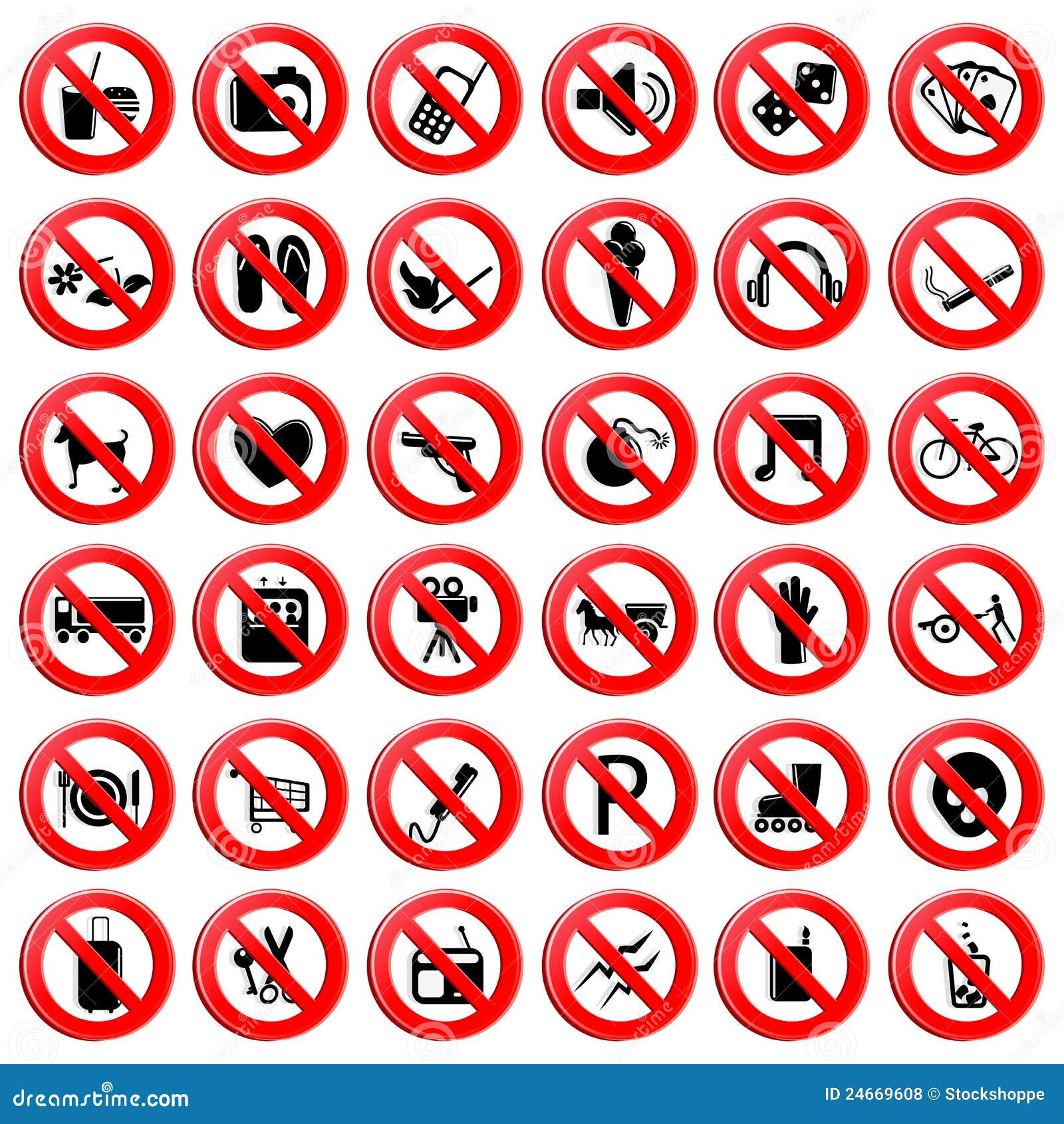 Set des Verbot-Symbols vektor abbildung. Illustration von getrennt ...