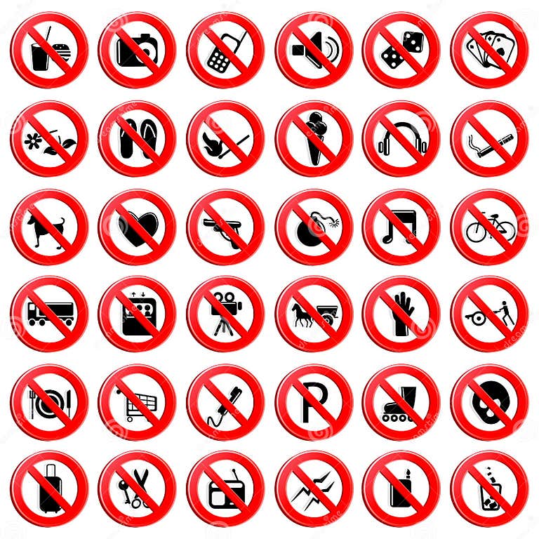 Set des Verbot-Symbols vektor abbildung. Illustration von getrennt ...