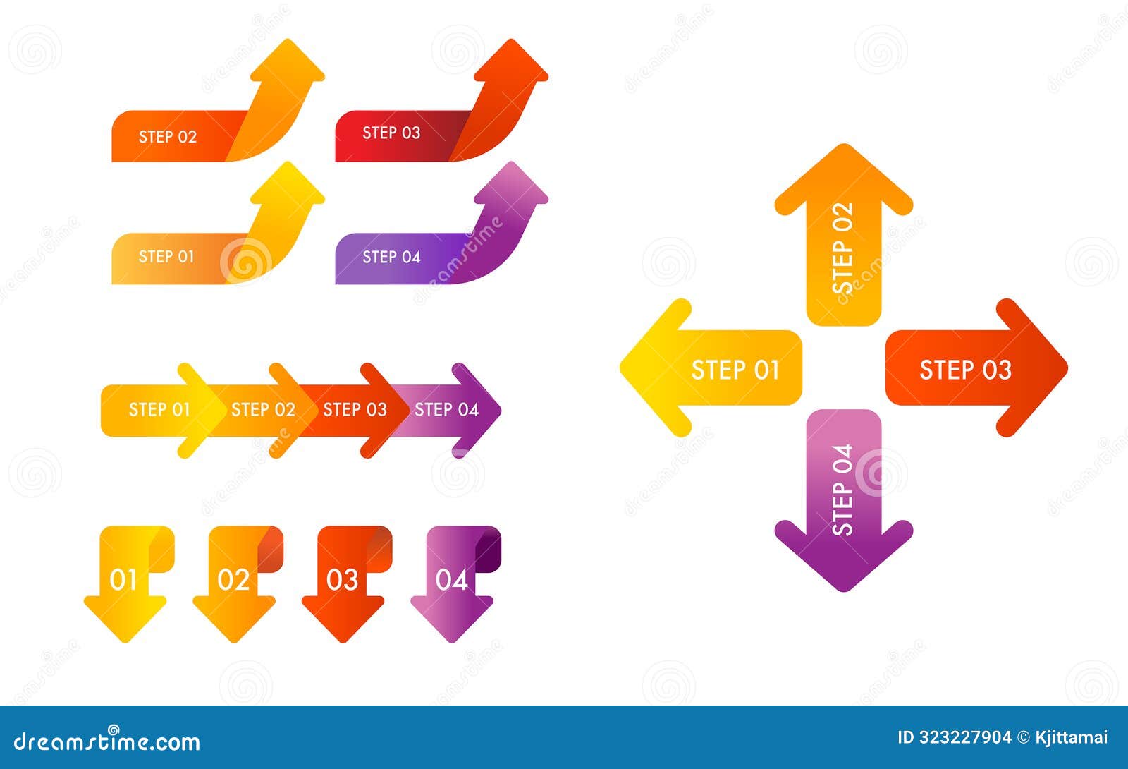 4 Set of 4 Color Arrows for Infographic Design Stock Vector ...