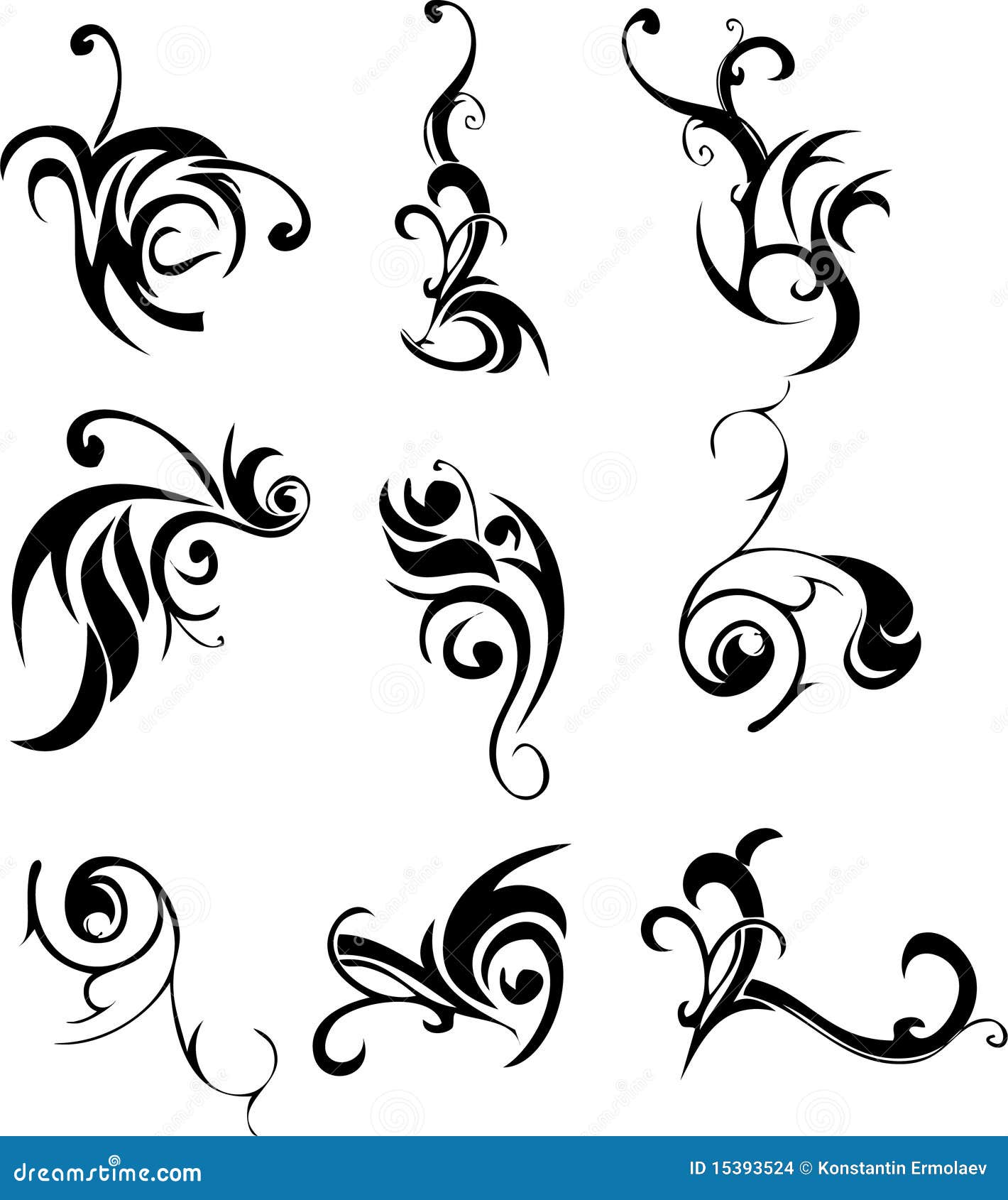 Set of Design Decorative Black Elements. Vector Stock Illustration ...