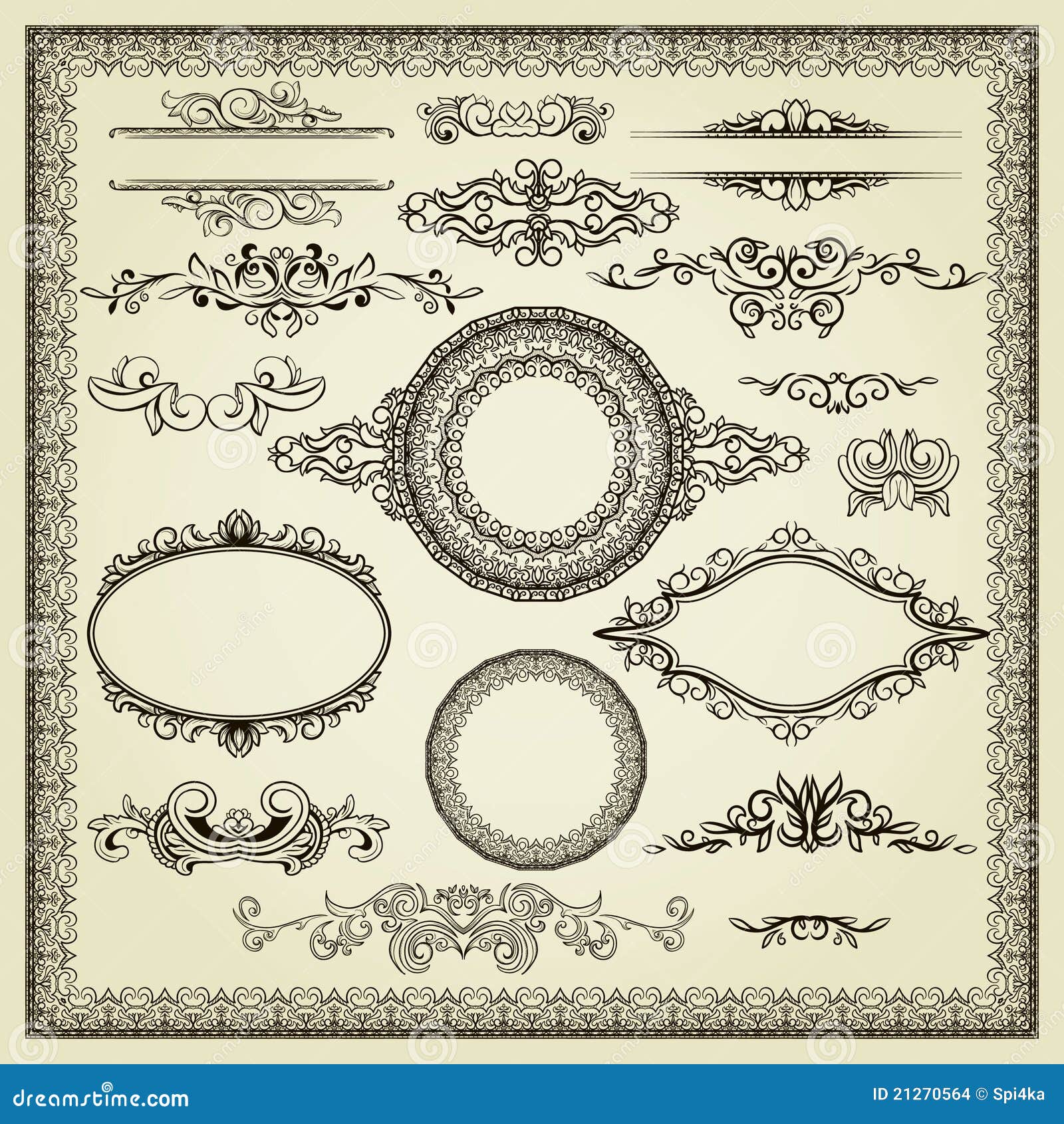 Set of design elements. stock vector. Illustration of retro - 21270564