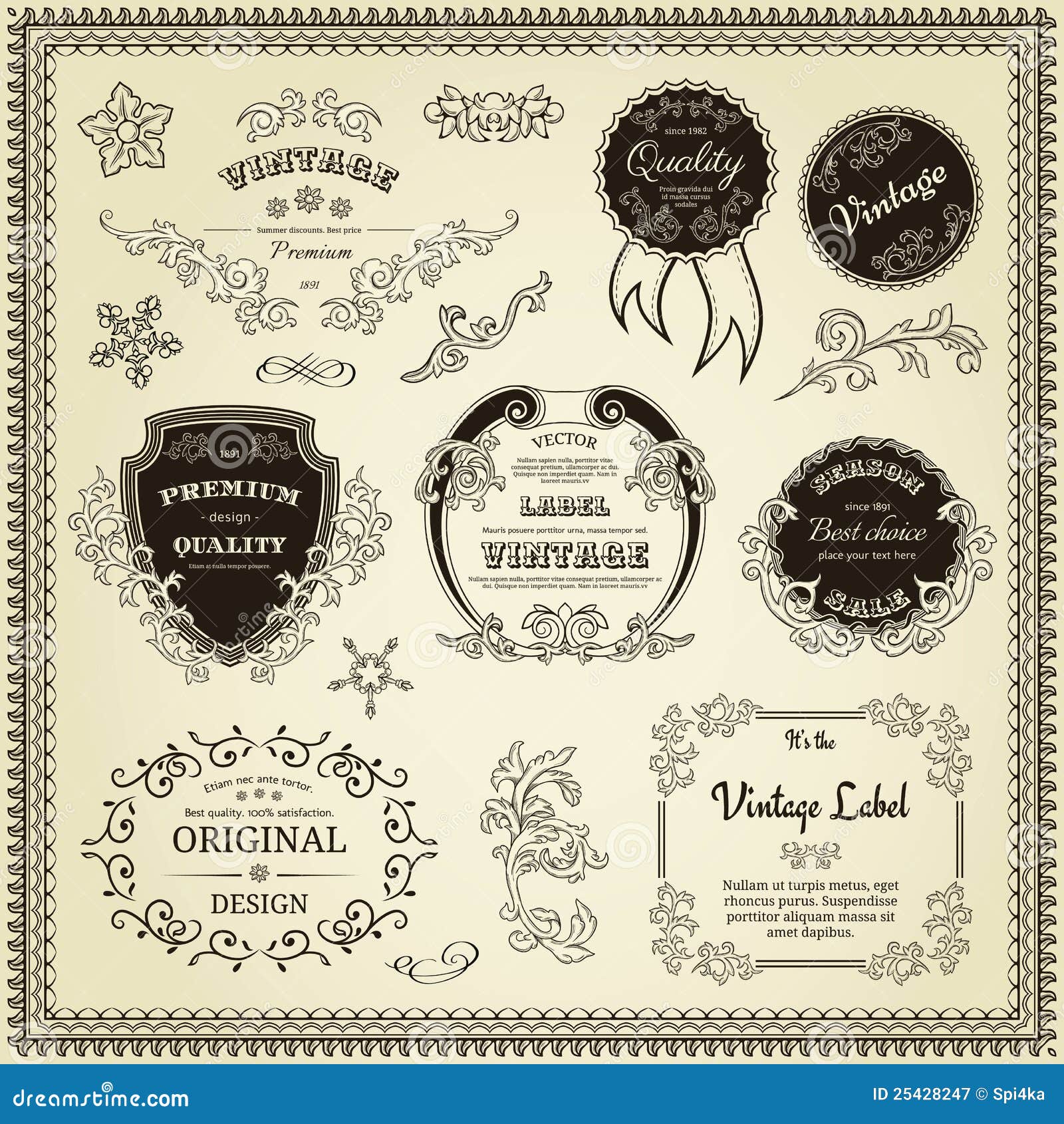 Set of design elements stock vector. Illustration of decoration - 25428247