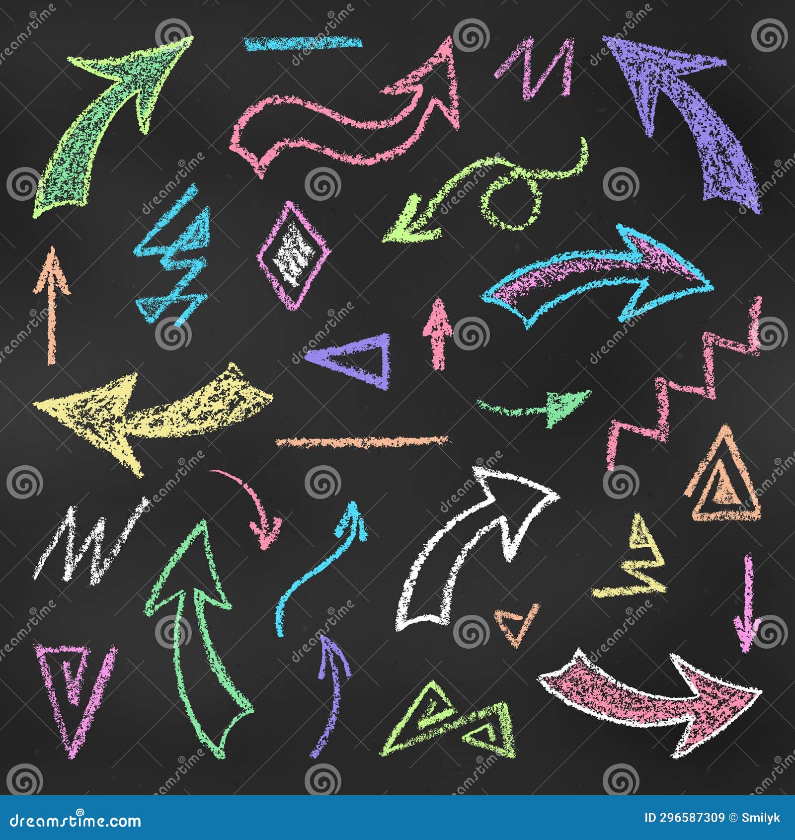 Realistic Chalk Drawn Sketch. Set Of Design Elements Emphasis Lines ...