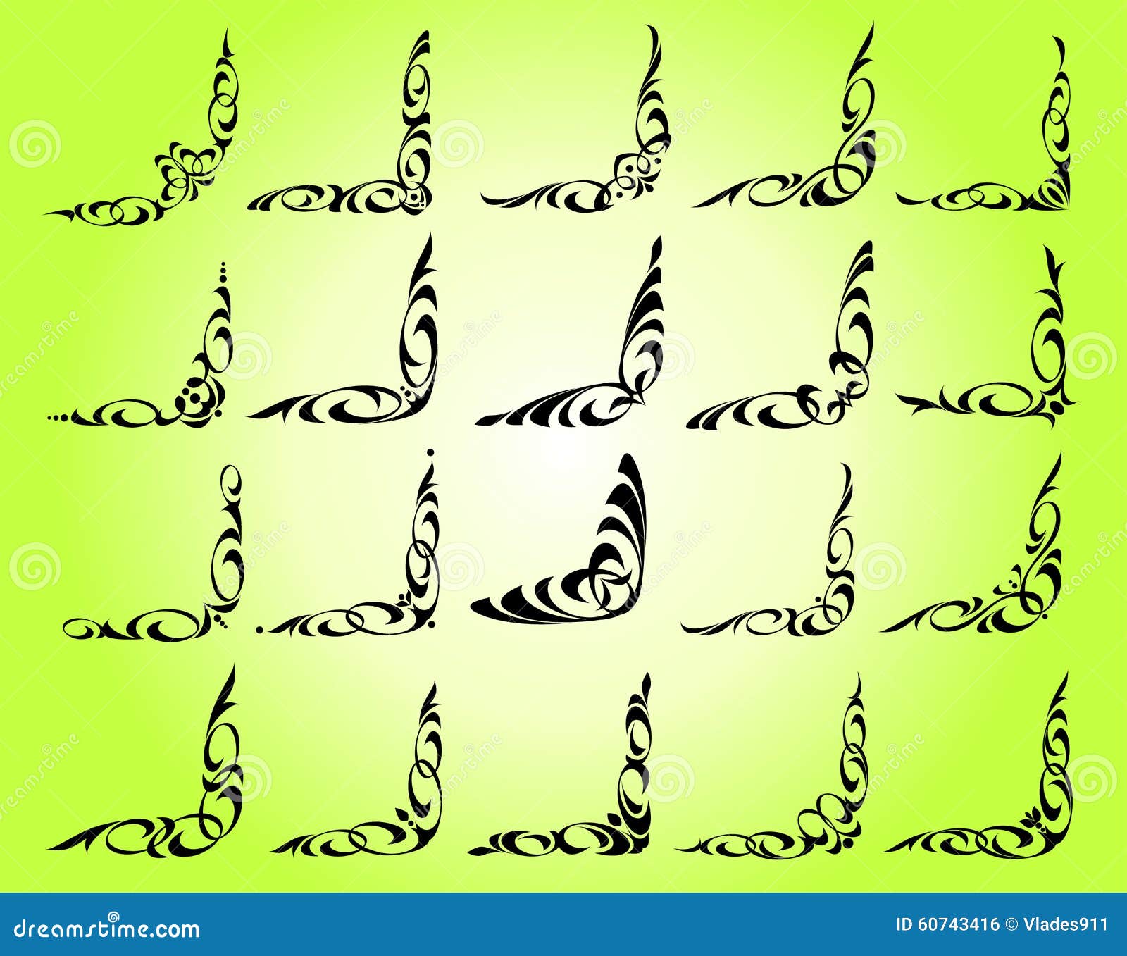 Set Design Elements Corners Stock Vector - Illustration of doodle ...