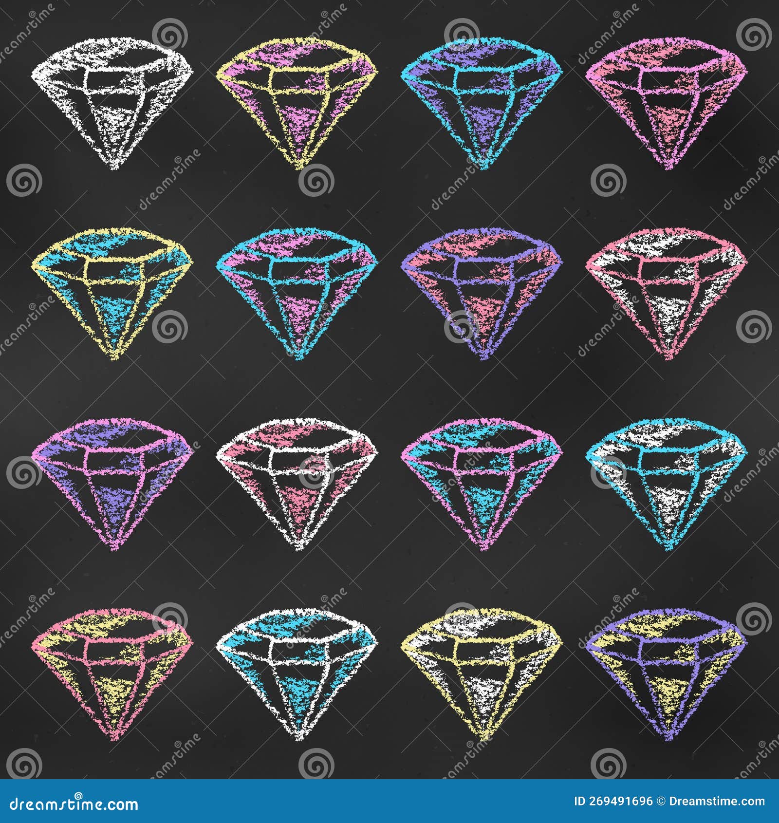 Set of Design Elements Crystals of Different Colors Isolated on ...