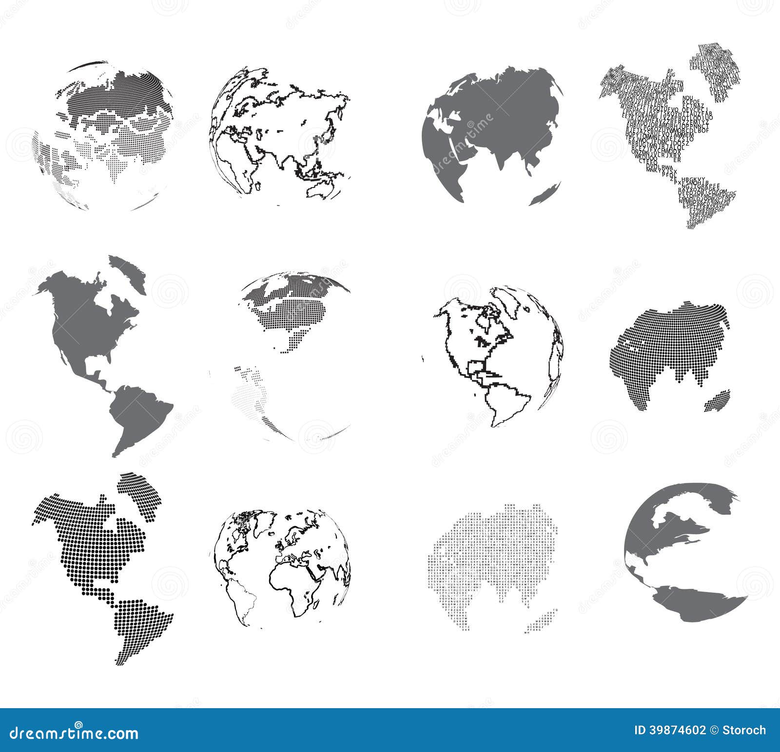 Set of Design Elements-dotted Globes. Stock Vector - Illustration of ...