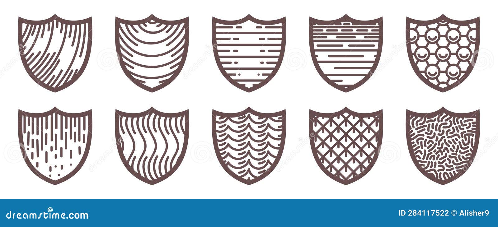 Set of Design Elements in the Form of a Medieval Shield with Different ...