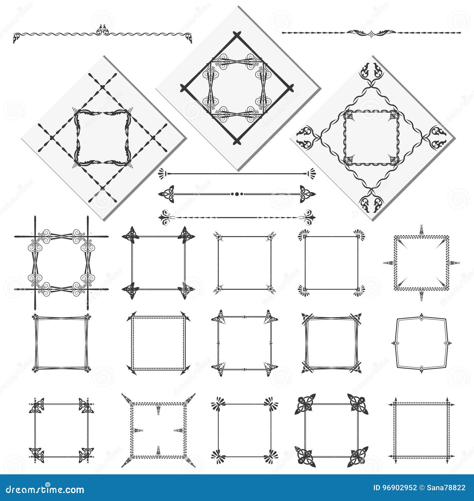Set of Design Elements, Frames, Dividers, Borders. Vector Illustration ...