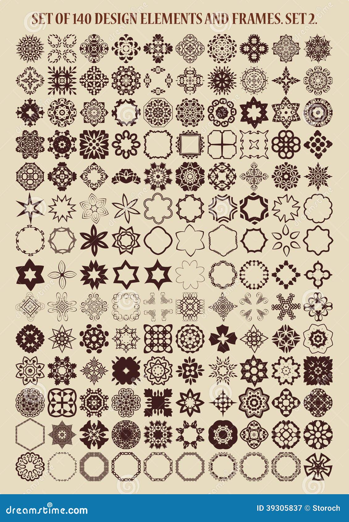 Set of 140 Design Elements and Frames. Stock Vector - Illustration of ...