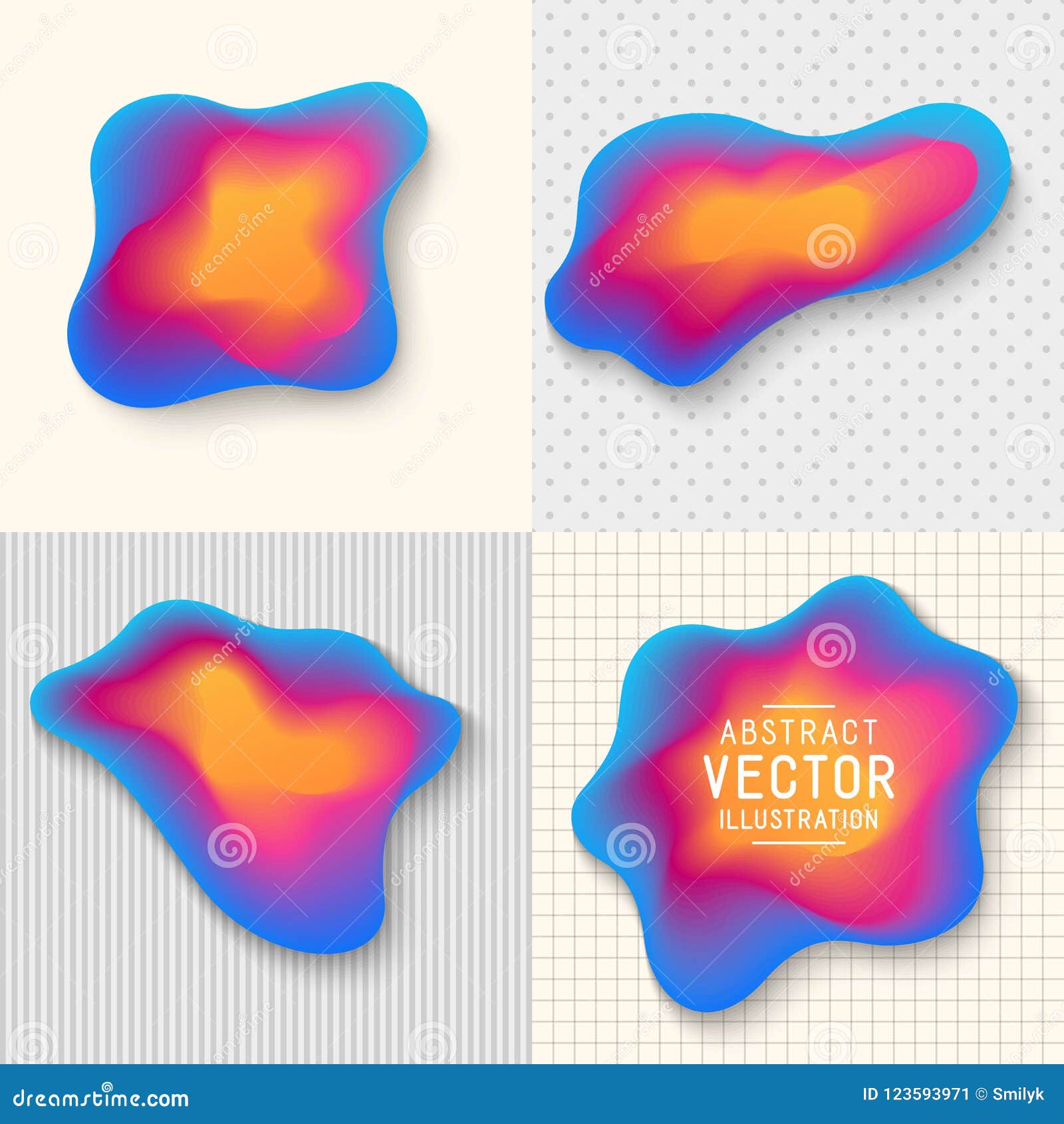 Set of Design Elements Gradient Blue, Pink and Yellow Stylized B Stock ...