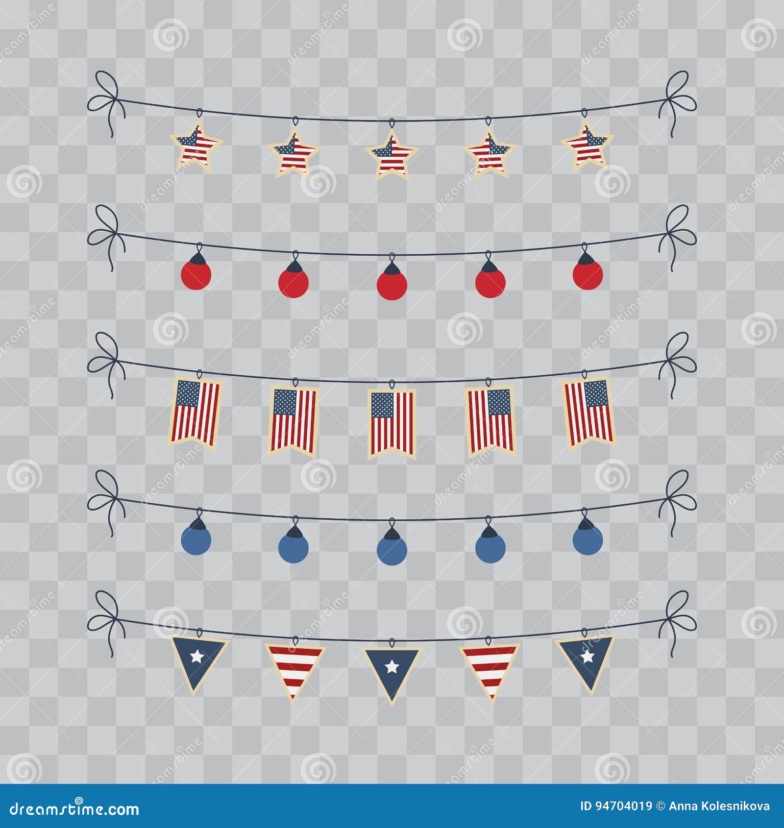 A Set of Design Elements for Independence Day. Stock Illustration ...