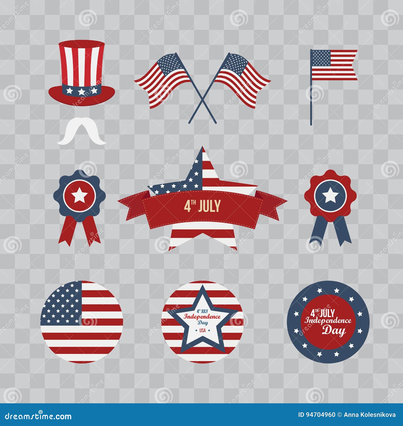A Set of Design Elements for Independence Day. Stock Illustration ...