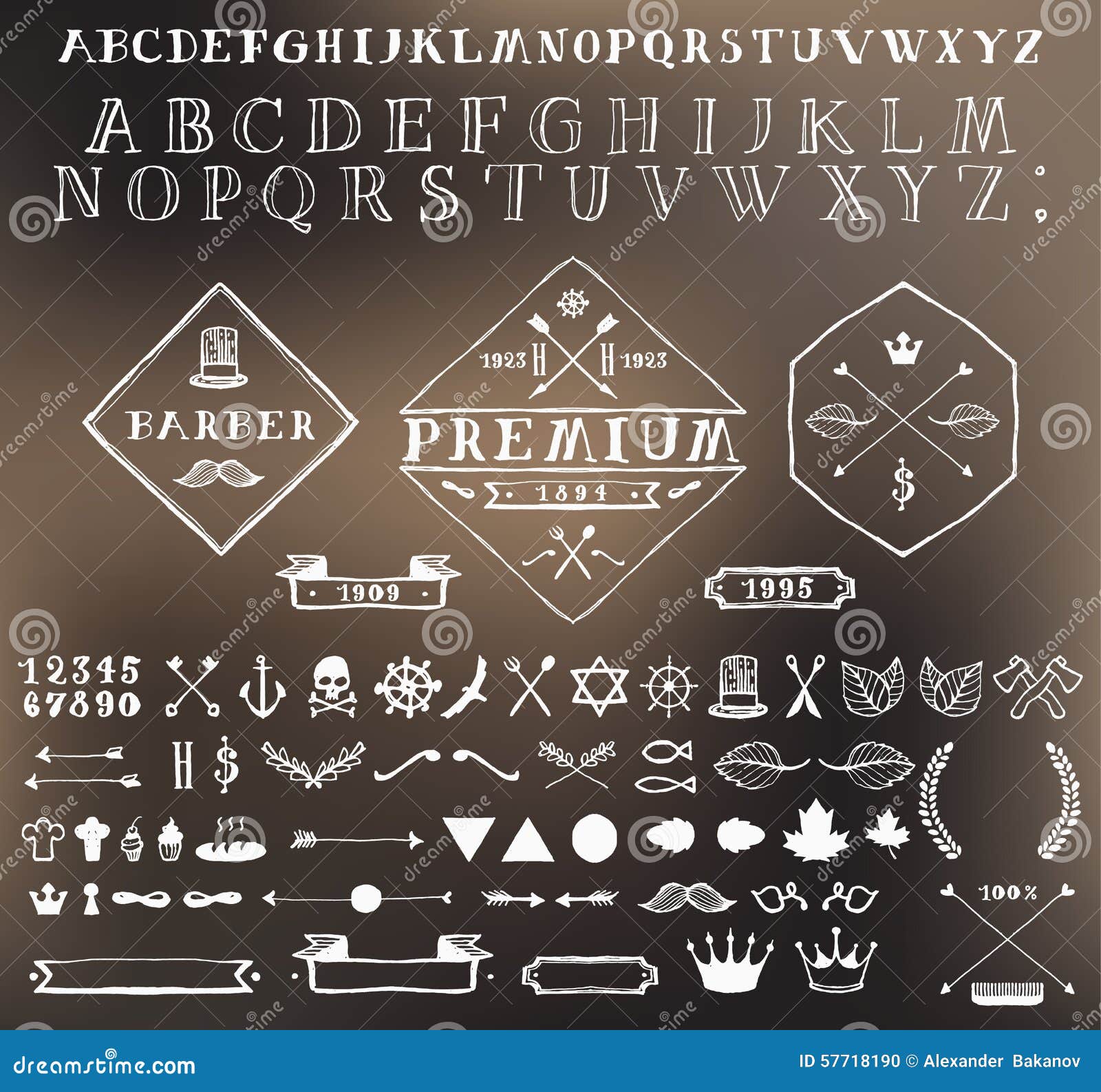 Set Design Elements Labels Hand Drawn Vector Stock Vector ...