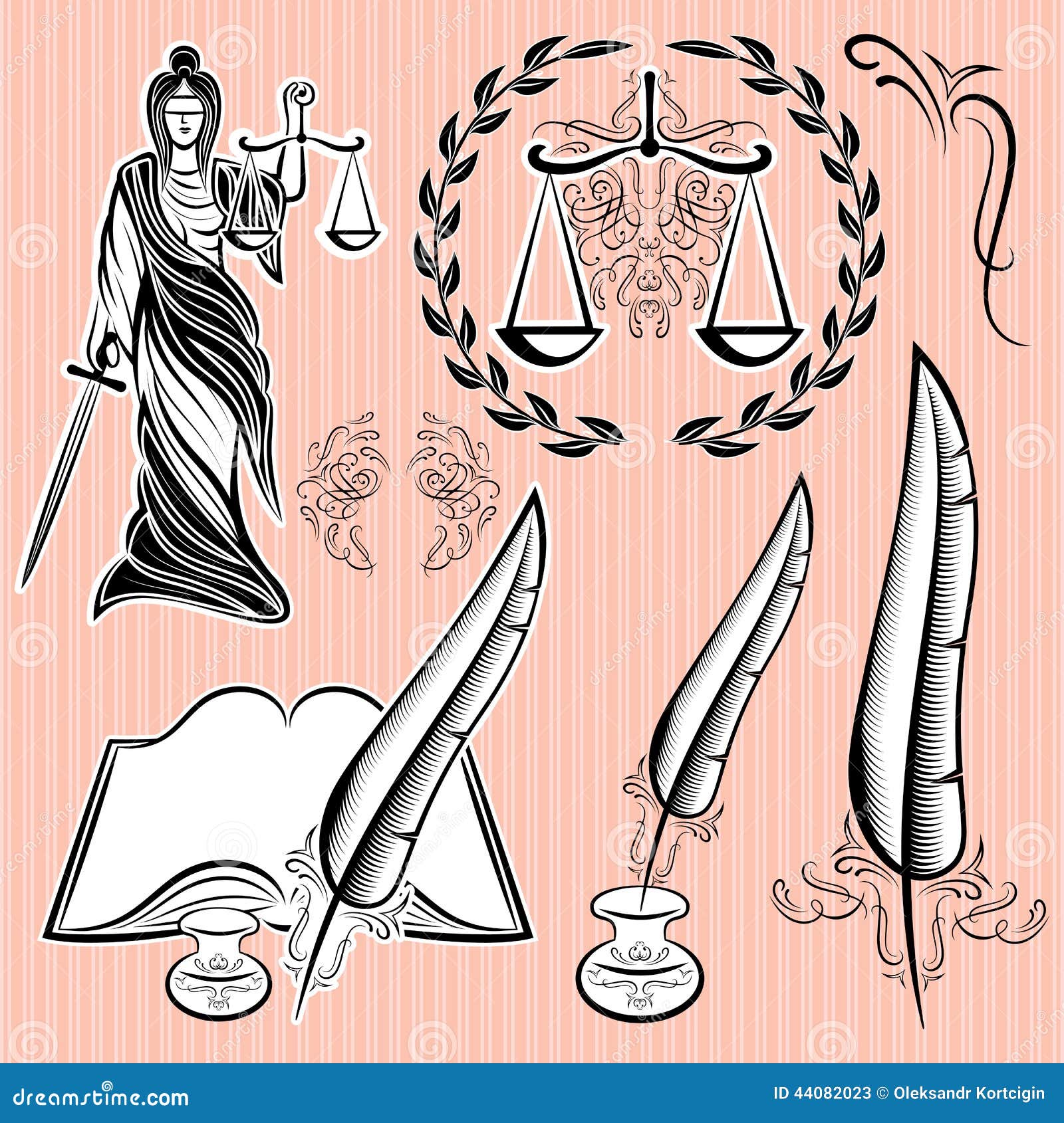 Set of Design Elements for Law Stock Vector - Illustration of justitia ...