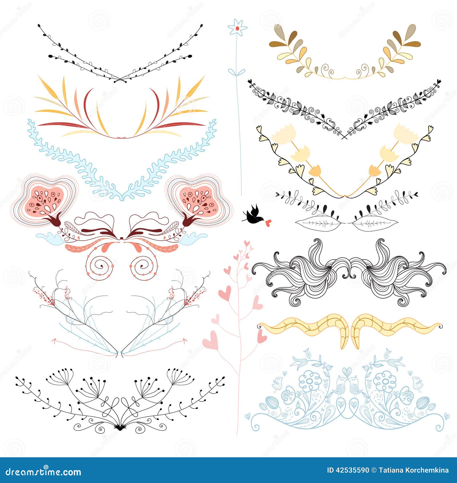 Set of Design Elements from Plant Stock Vector - Illustration of ...