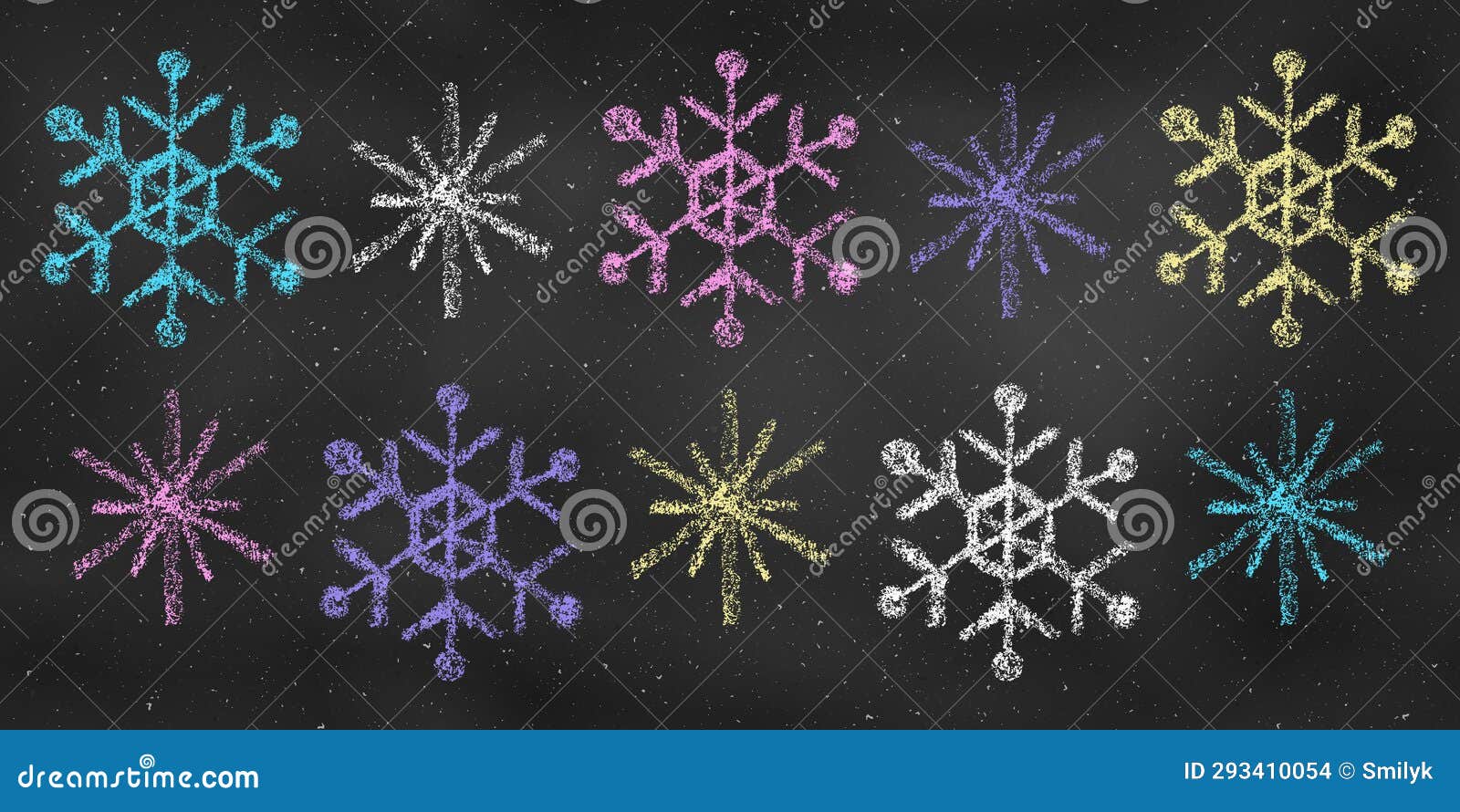 Set of Design Elements Snowflakes of Different Colors Isolated on ...
