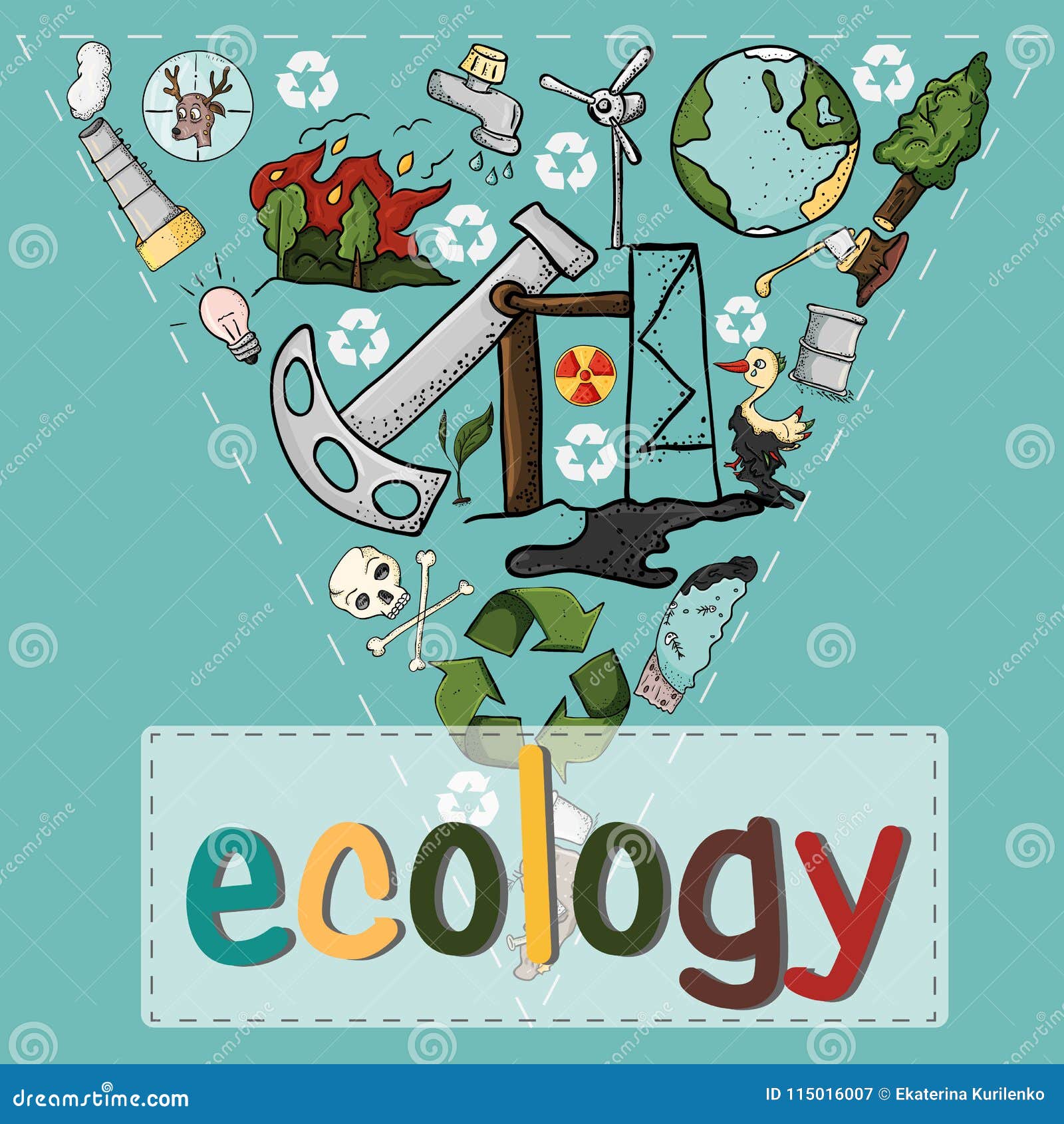 Set of Design_5_elements on the Theme of Ecology Earth Pollution Stock ...