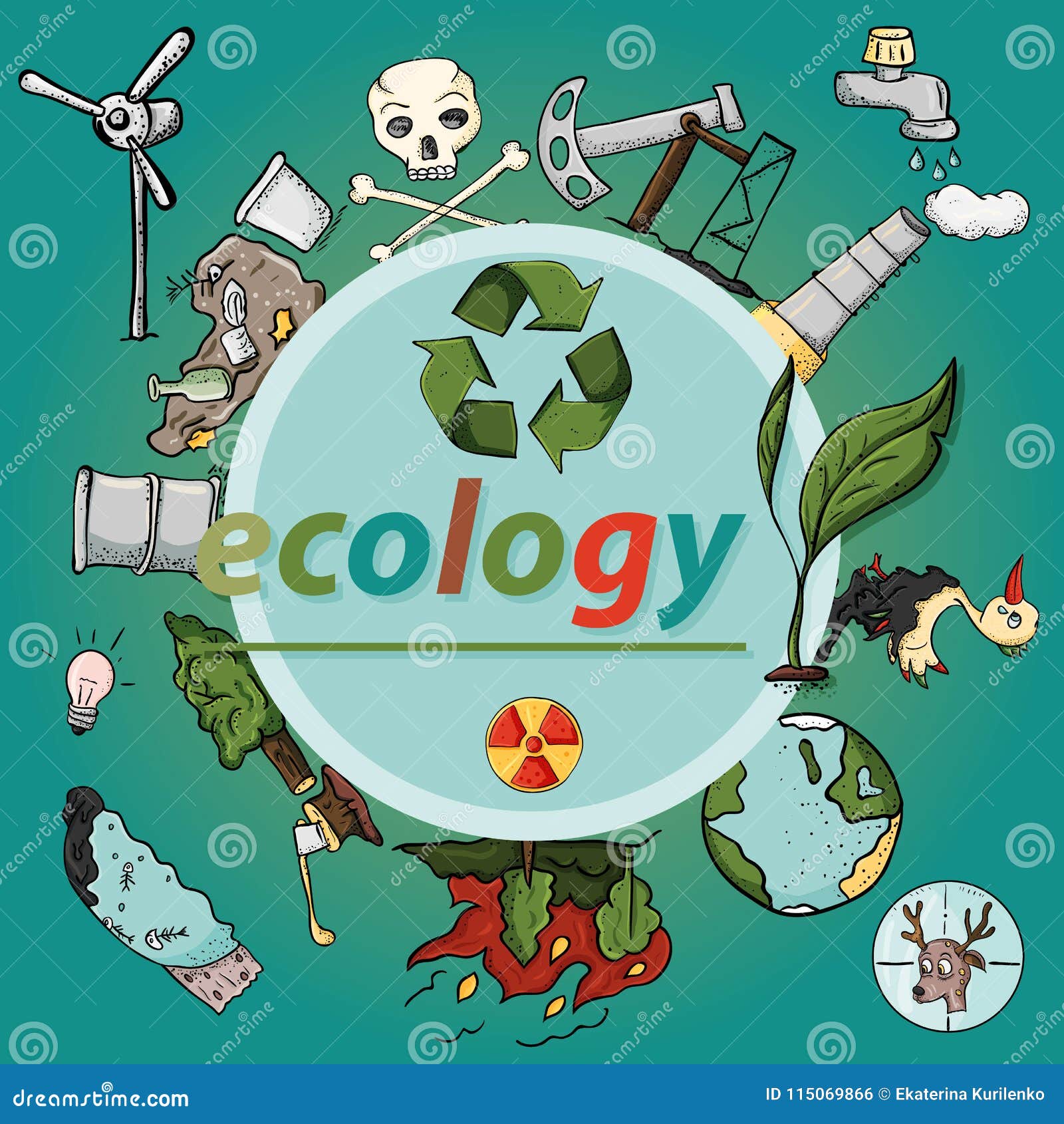 Set of Design_6_elements on the Theme of Ecology Earth Pollution Stock ...