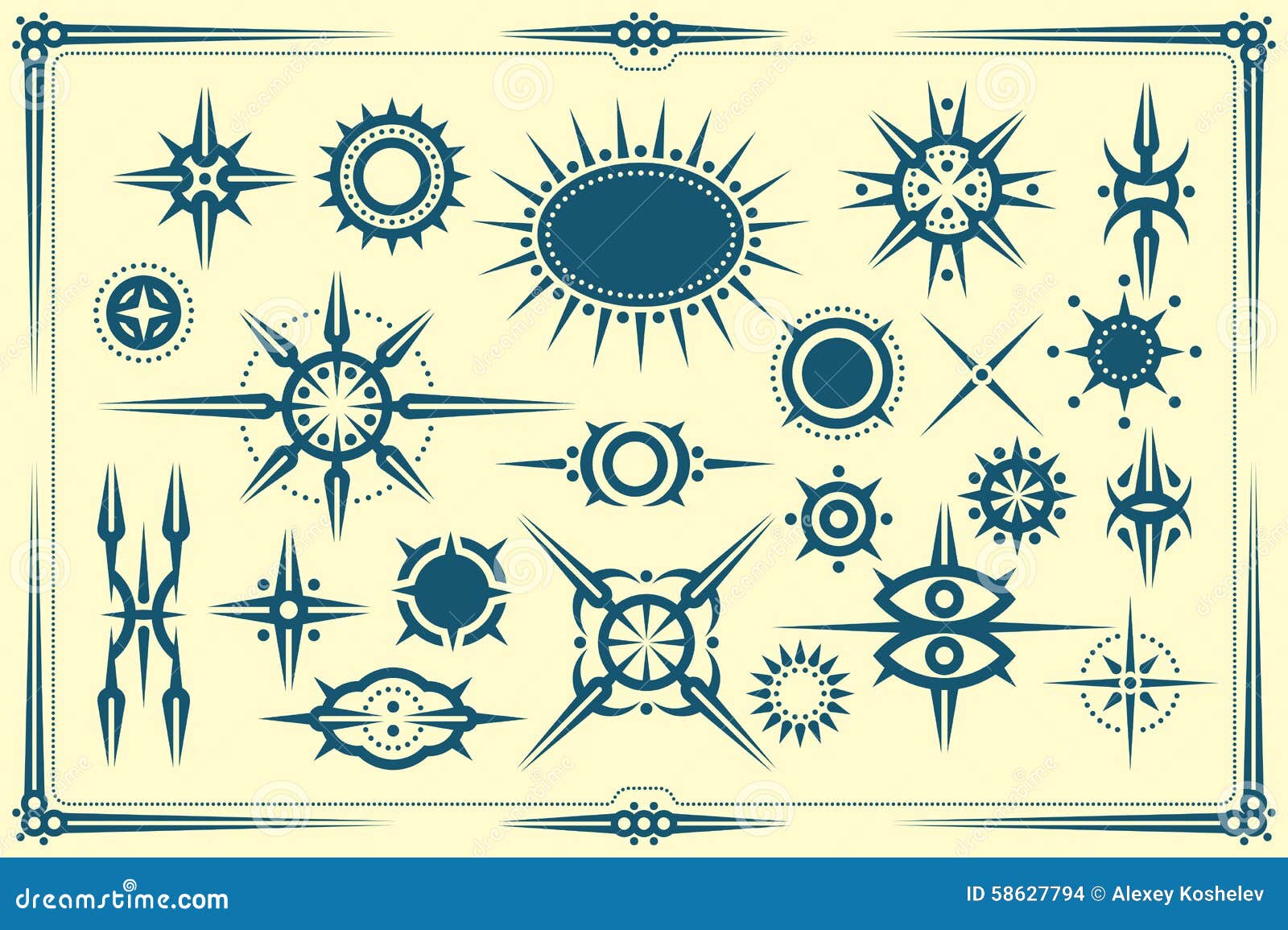 Set of design elements stock vector. Illustration of filigree - 58627794